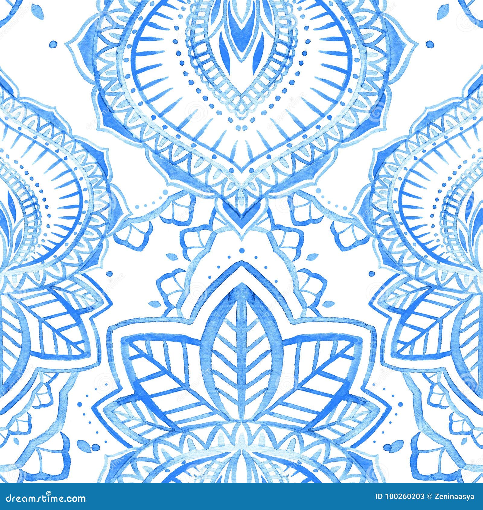 Watercolor Native Indian Pattern Stock Illustration - Illustration of ...