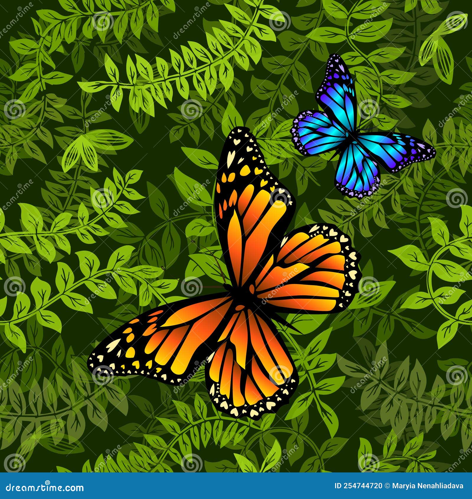 Beautiful Seamless Pattern with Tree Branches on a Dark Background with ...