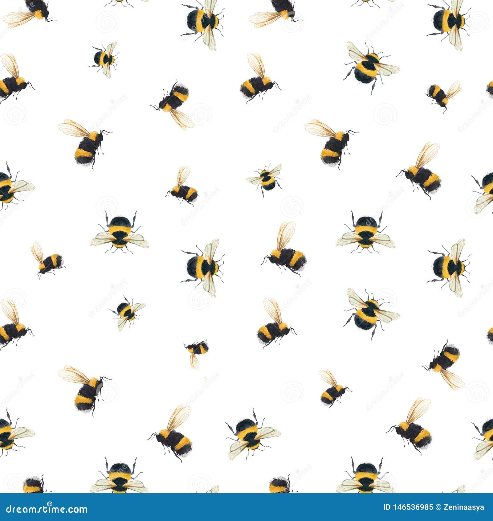 Watercolor Bumblebee Pattern Stock Illustration - Illustration of ...