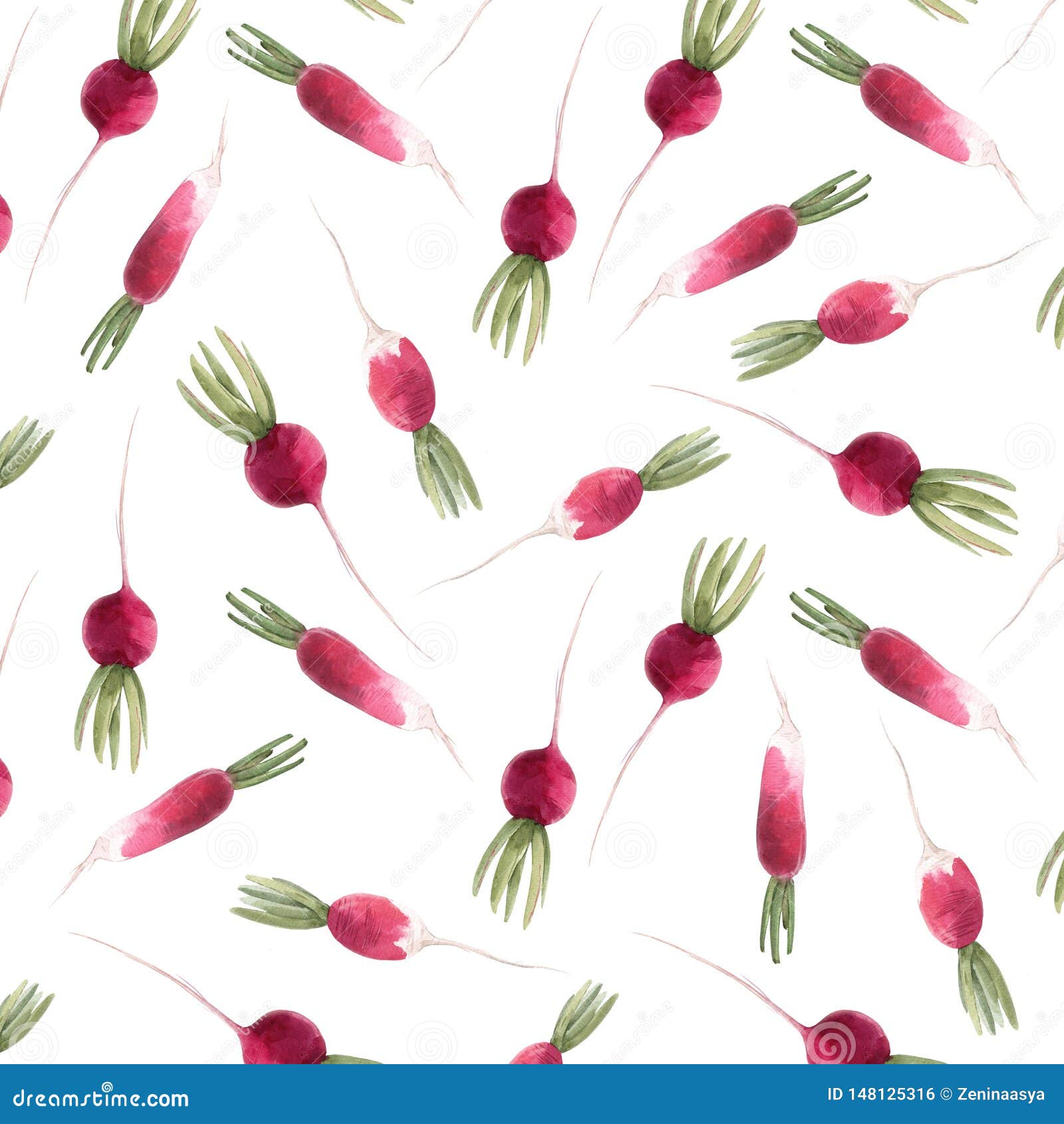 Watercolor Radish Seamless Pattern Stock Illustration - Illustration of ...