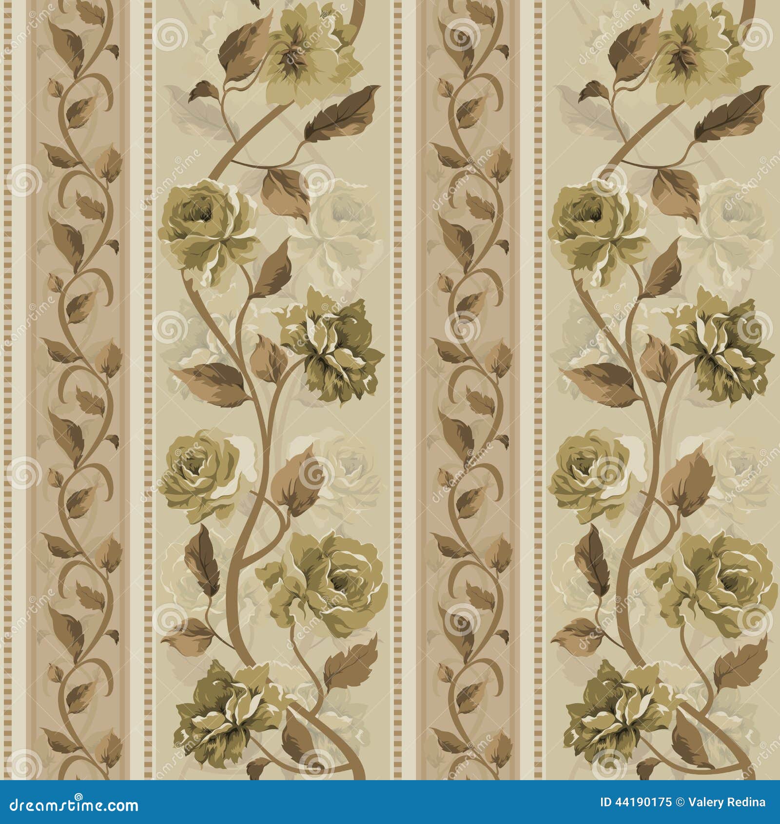 Beautiful Seamless Peony Pattern Stock Vector - Illustration of brown ...