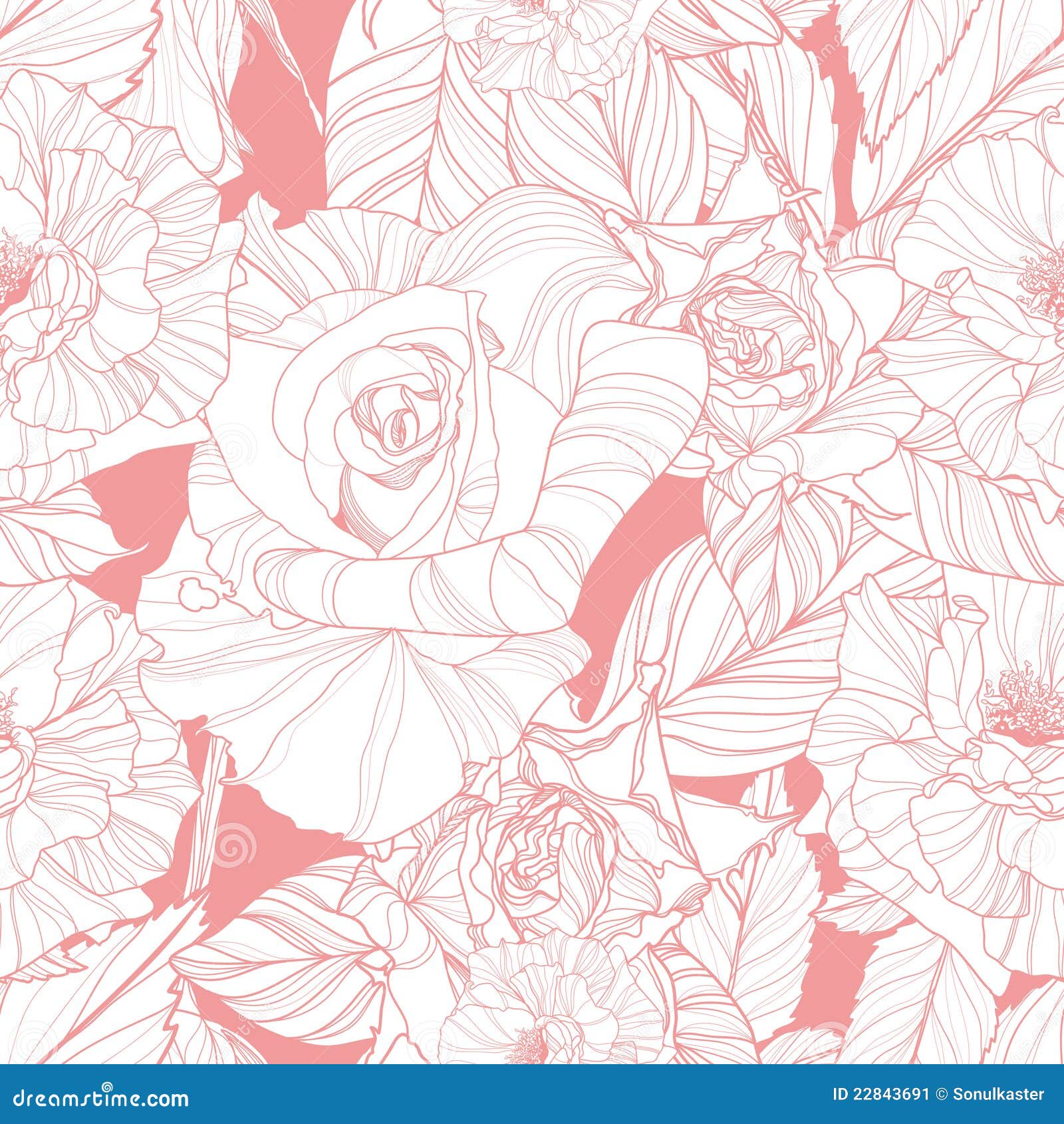 Beautiful Seamless Pink Pattern with Roses Stock Illustration ...