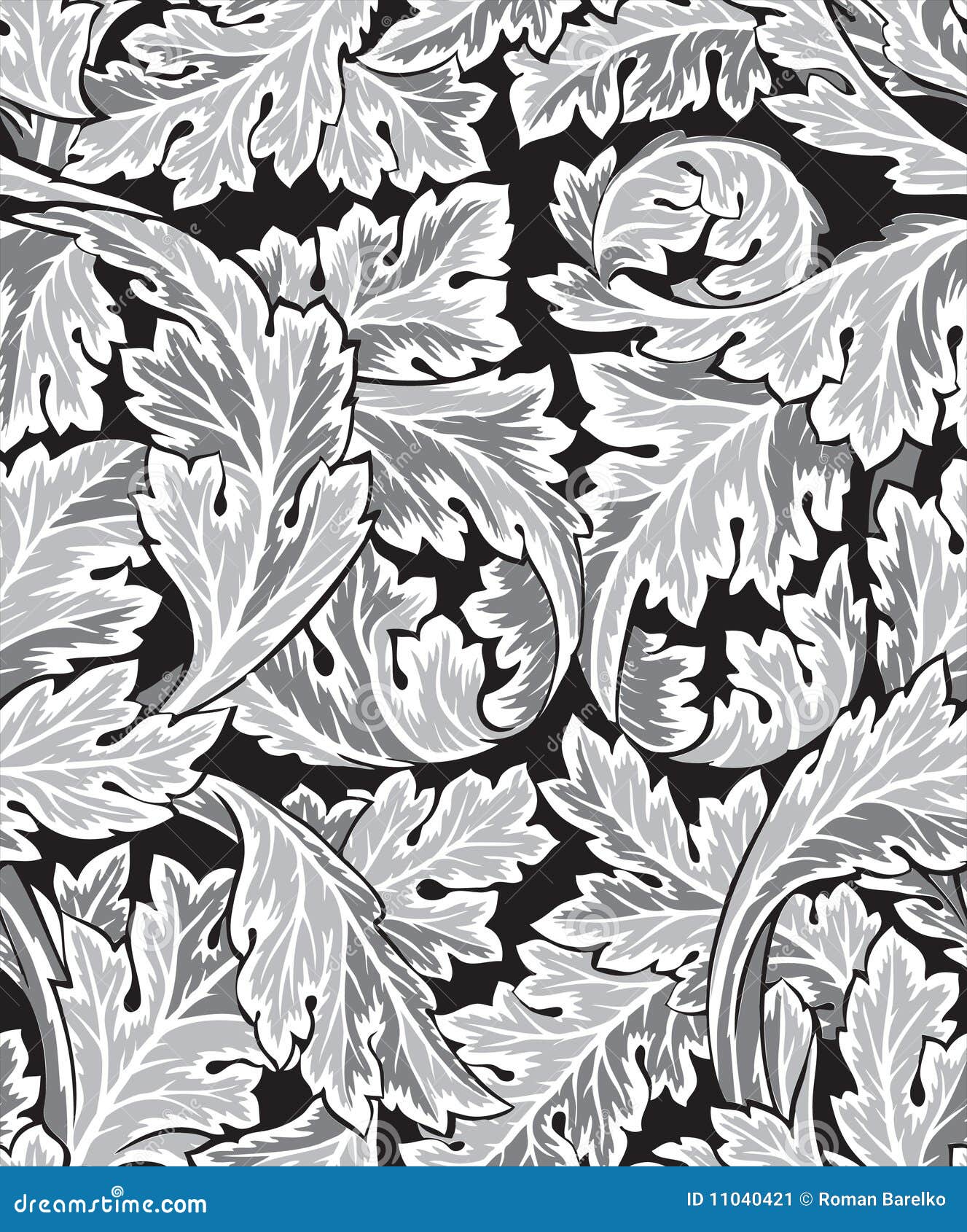 Beautiful Seamless Rococo Pattern Stock Vector - Illustration of plant ...