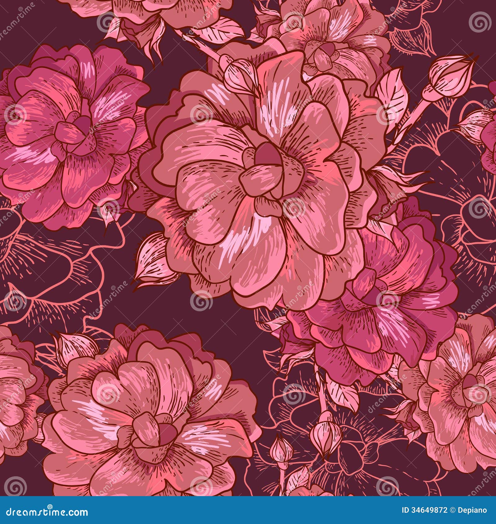 Beautiful Seamless Rose Background Stock Illustration - Illustration of ...