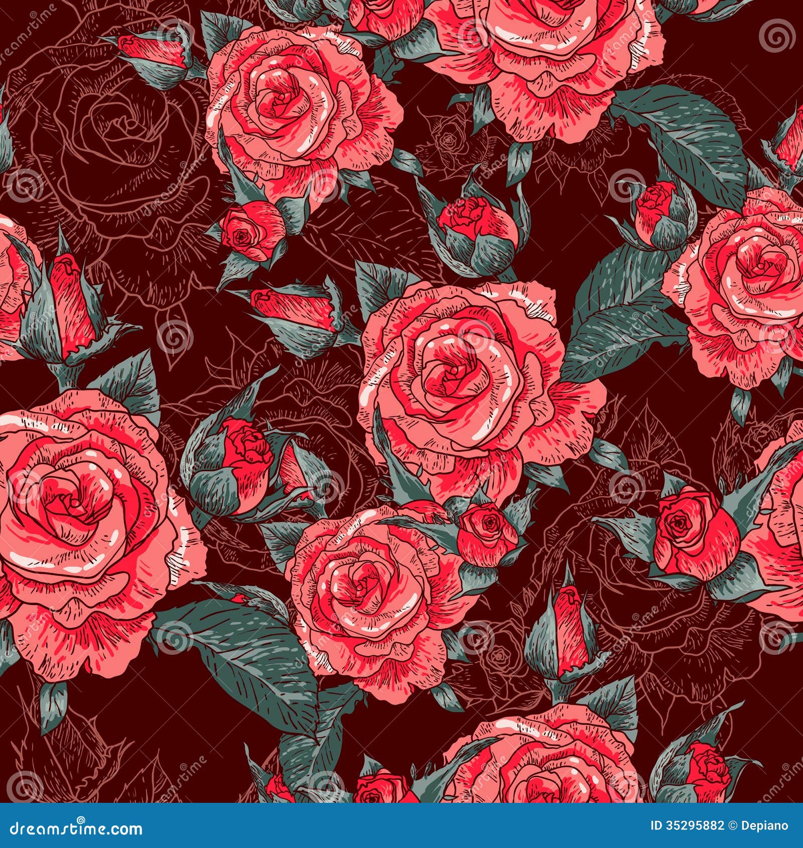 Beautiful Seamless Rose Background Stock Vector - Illustration of colorful, beauty: 35295882