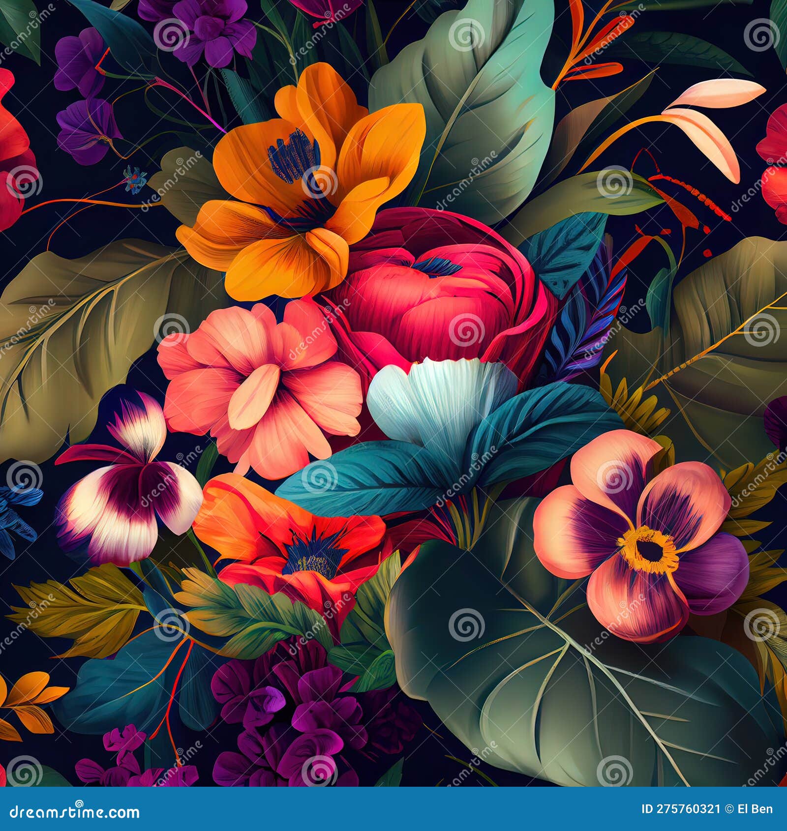 Seamless Summer Floral Pattern Stock Illustration - Illustration of ...