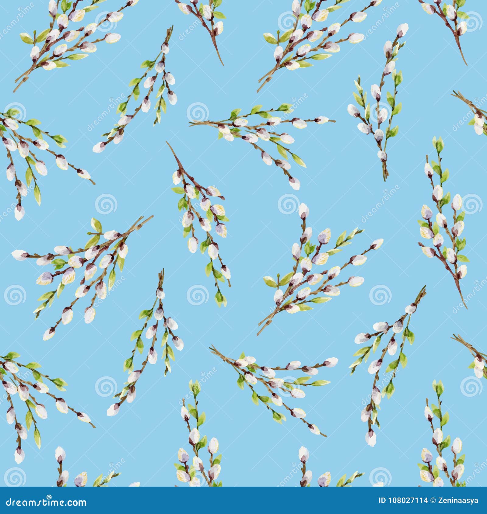 Watercolor Vector Willow Tree Pattern Stock Vector - Illustration of ...