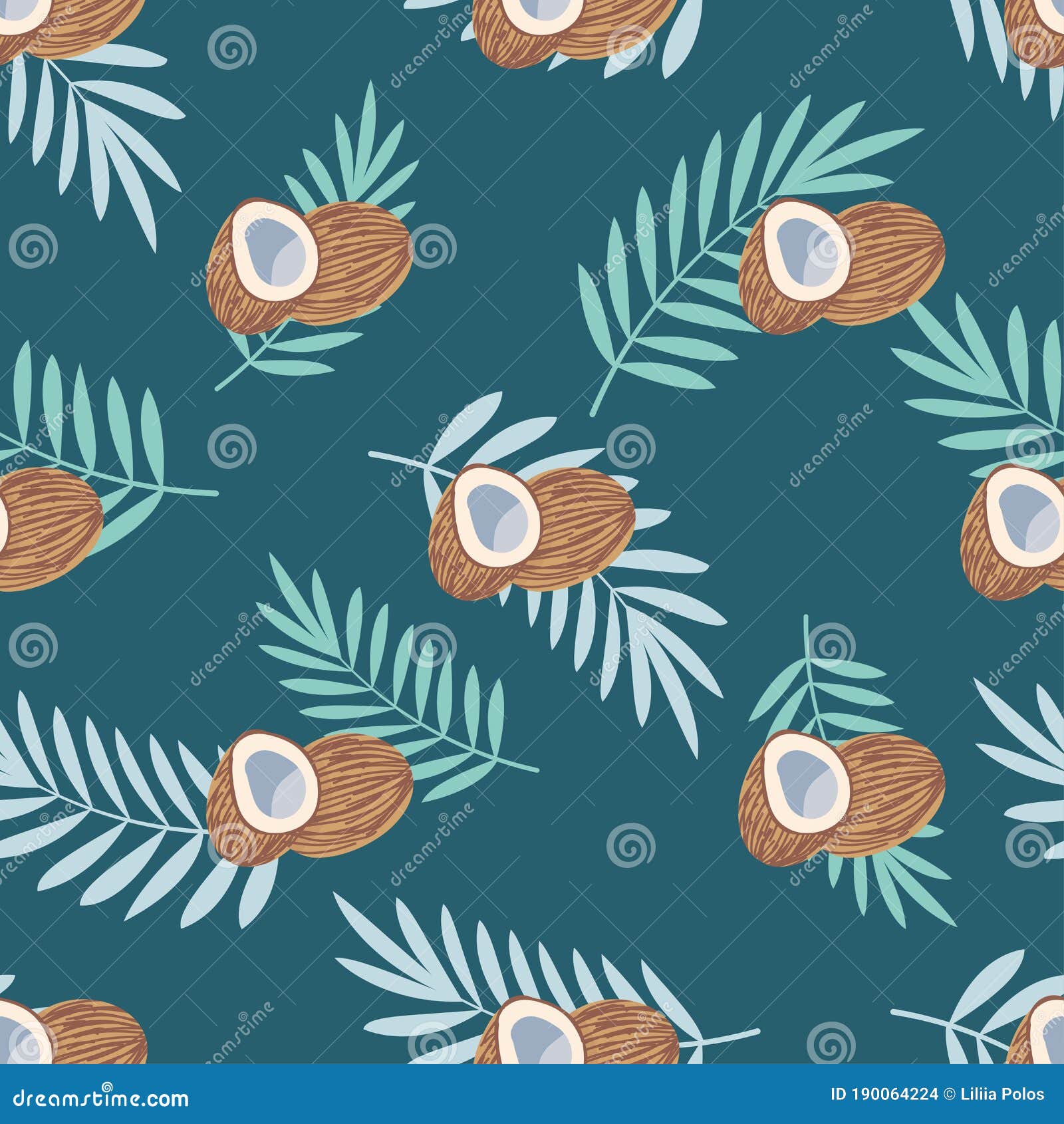 Beautiful Seamless Vector Tropical Pattern Background with Coconut ...