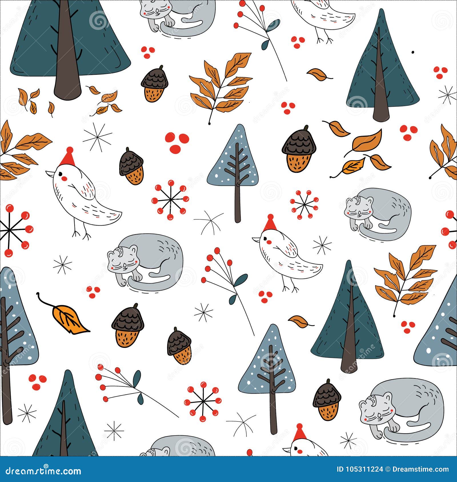Beautiful Seamless Winter Pattern Stock Illustration - Illustration of ...