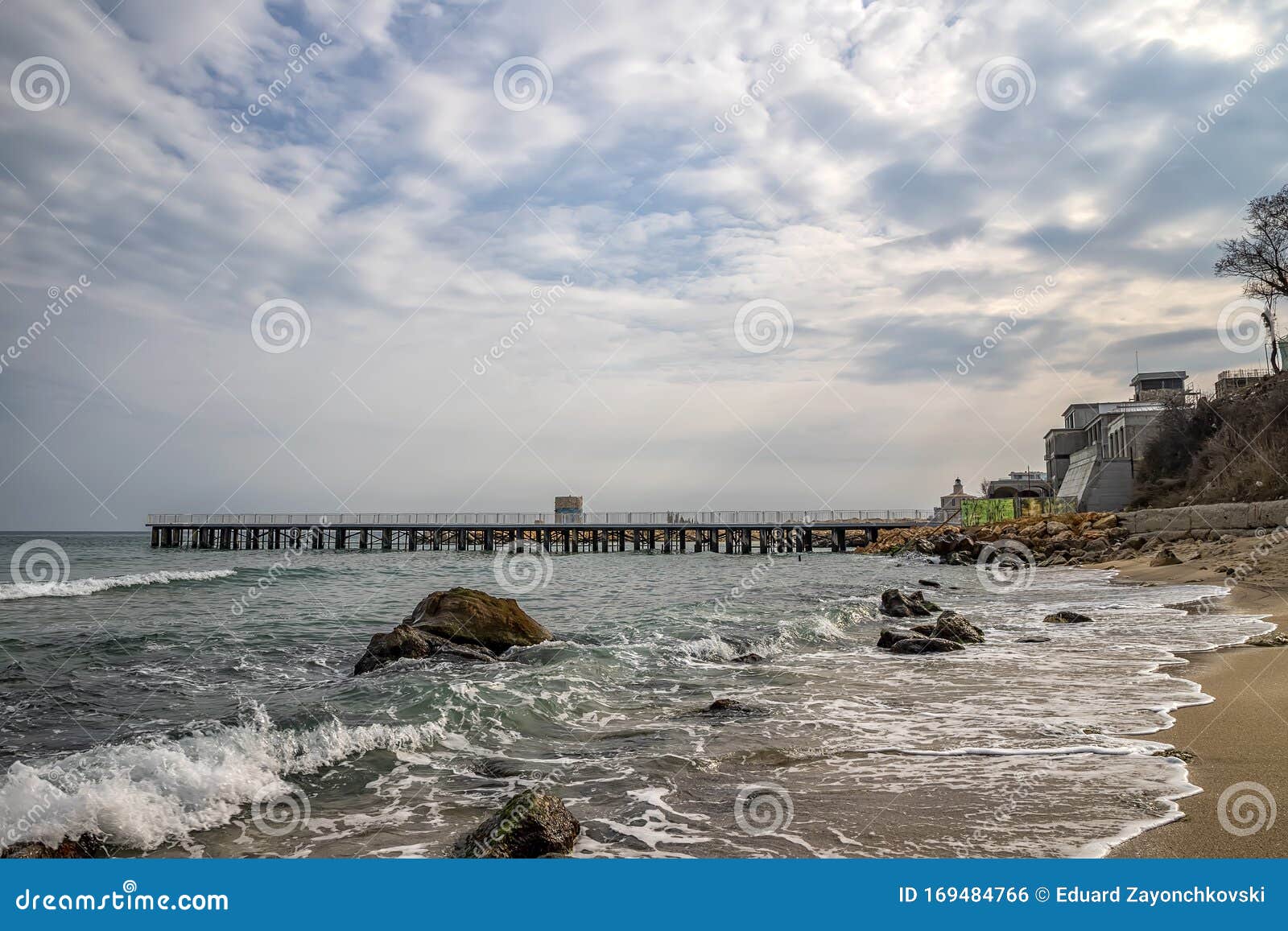 Beautiful Seascape with a Big Pier. Stock Photo - Image of scenery ...