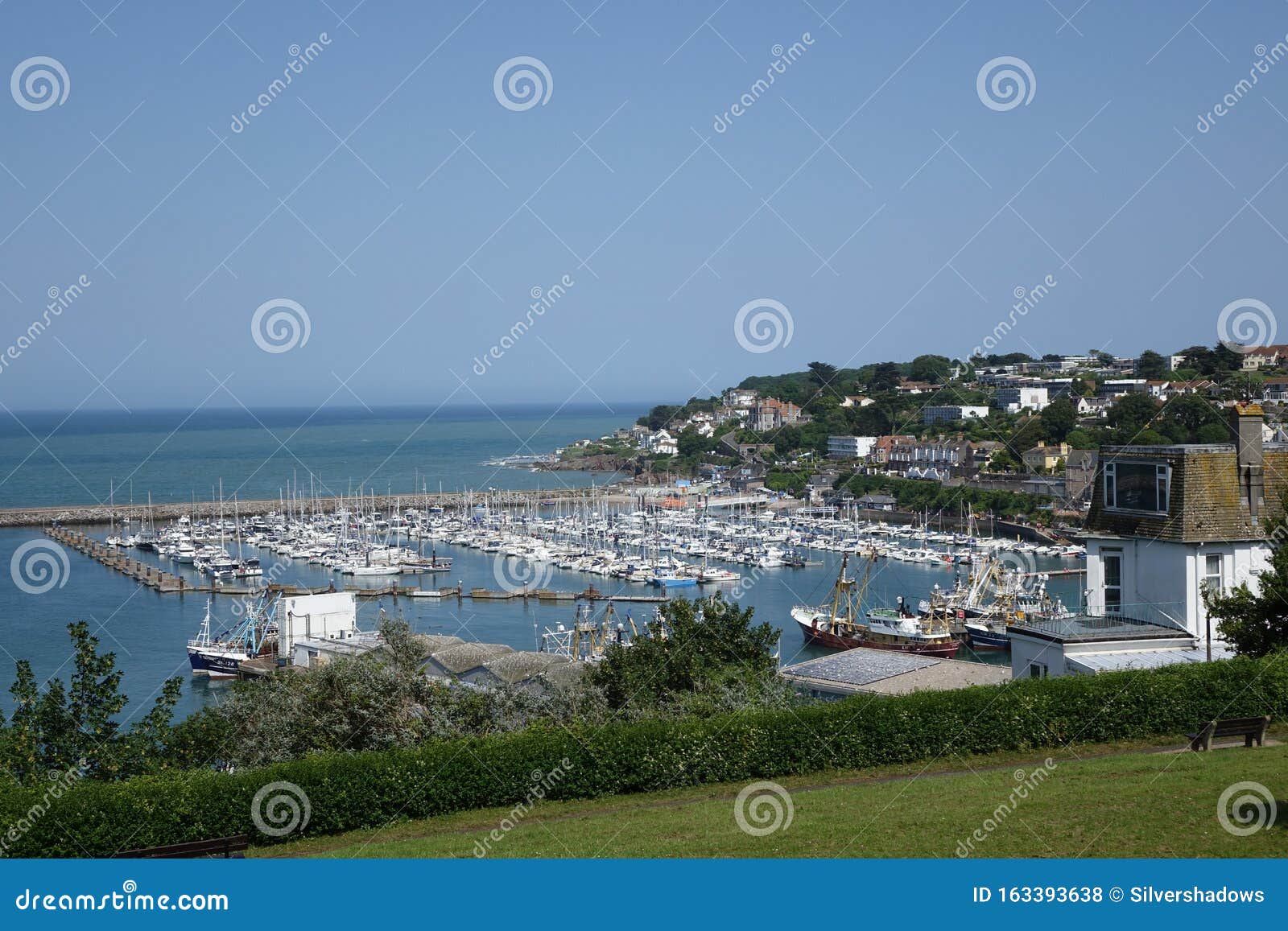 Beautiful Seascape of Brixham in Devon Overlooking the Harbour Stock ...