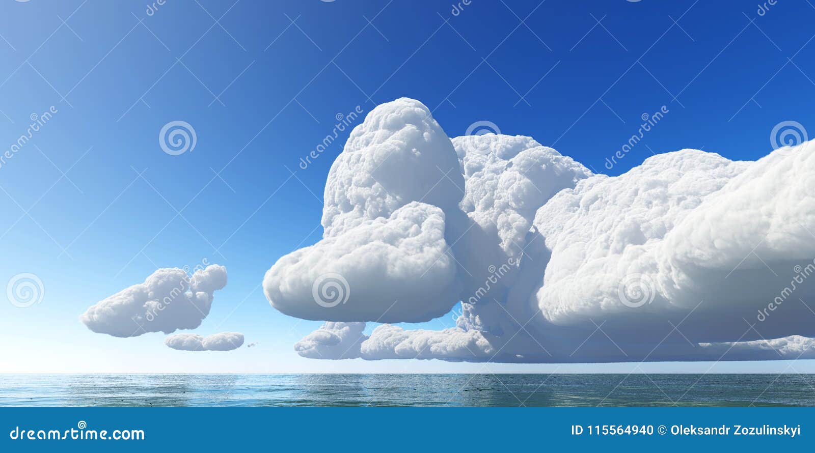 Beautiful Seascape Clouds 3D Render Stock Illustration - Illustration ...