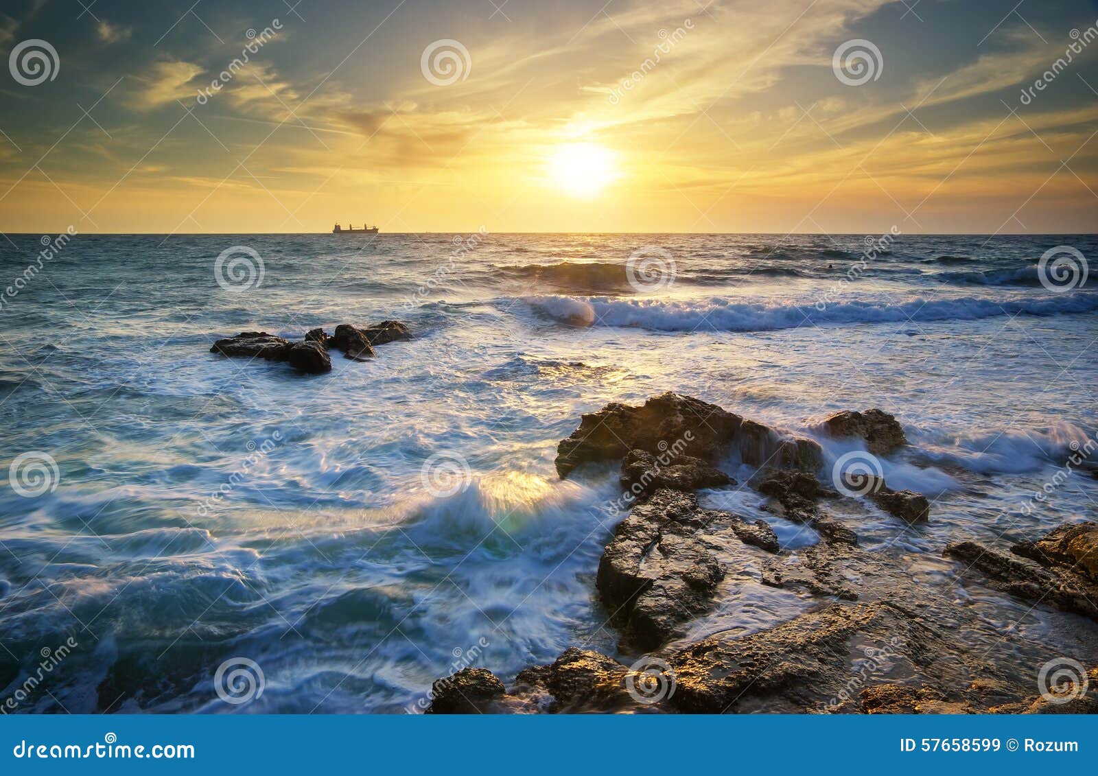 Beautiful seascape. stock image. Image of spring, rock - 57658599