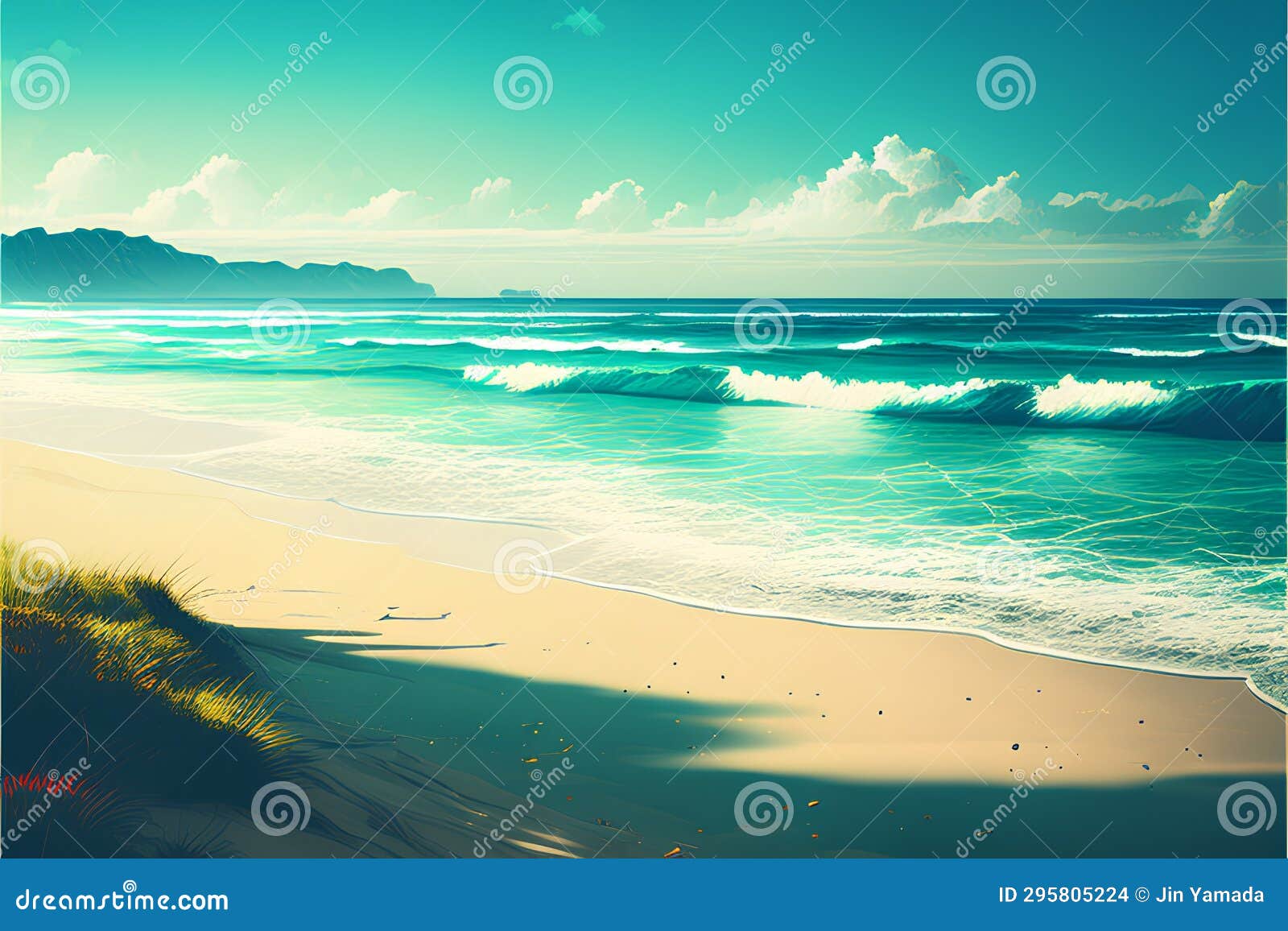 Beautiful Seascape. Composition of Nature. Vector Illustration Stock ...