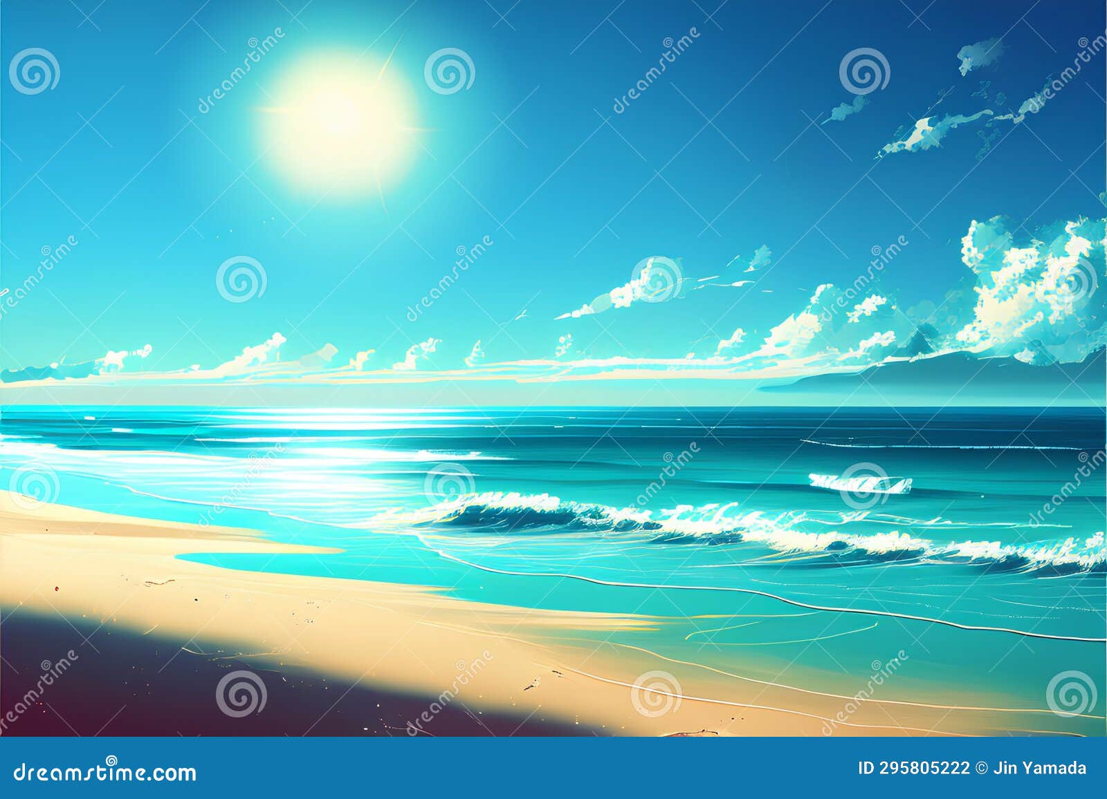 Beautiful Seascape on a Sunny Day, Vector Art Illustration Stock ...