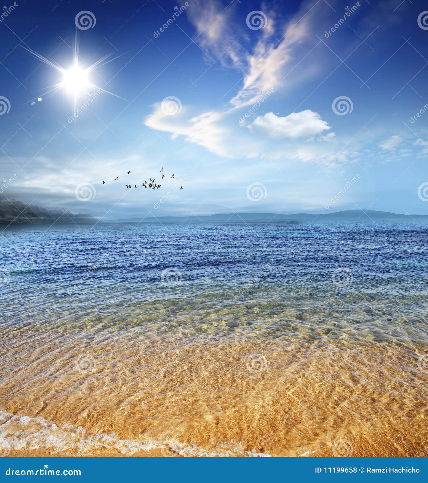 Beautiful Seashore with Calm Crystal Clear Water Stock Photo - Image of ...