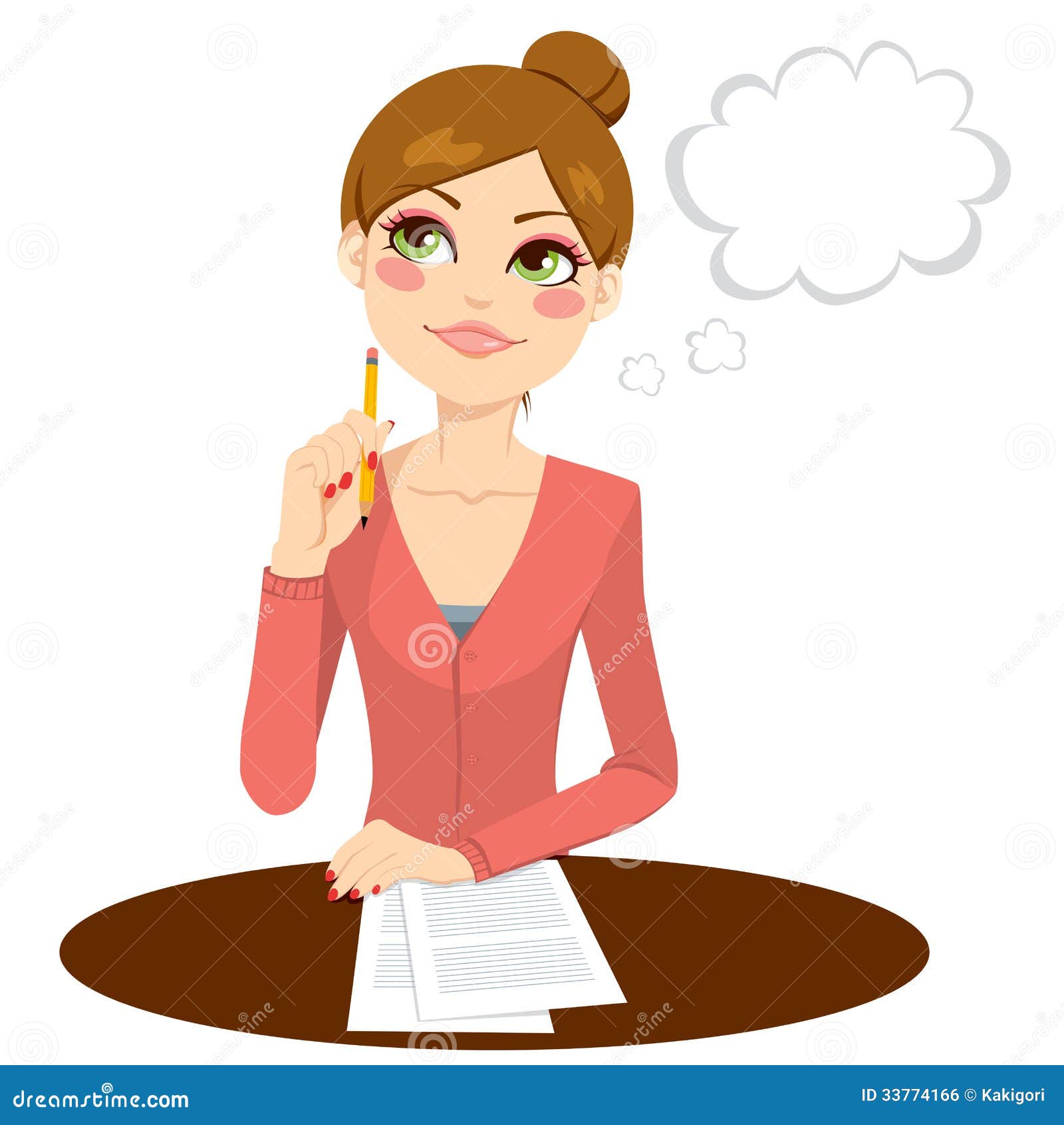 Beautiful Secretary Thinking Stock Vector - Illustration of lady ...
