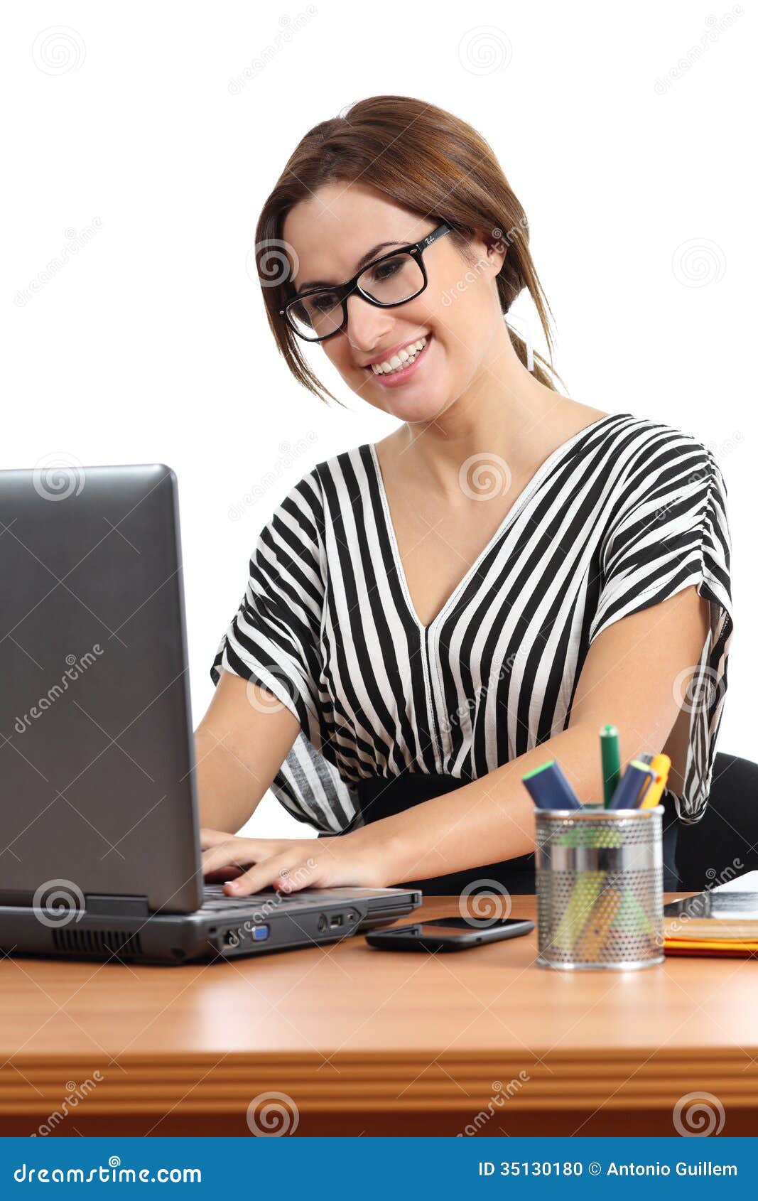 Beautiful Secretary Working Happy in the Office Stock Photo - Image of ...