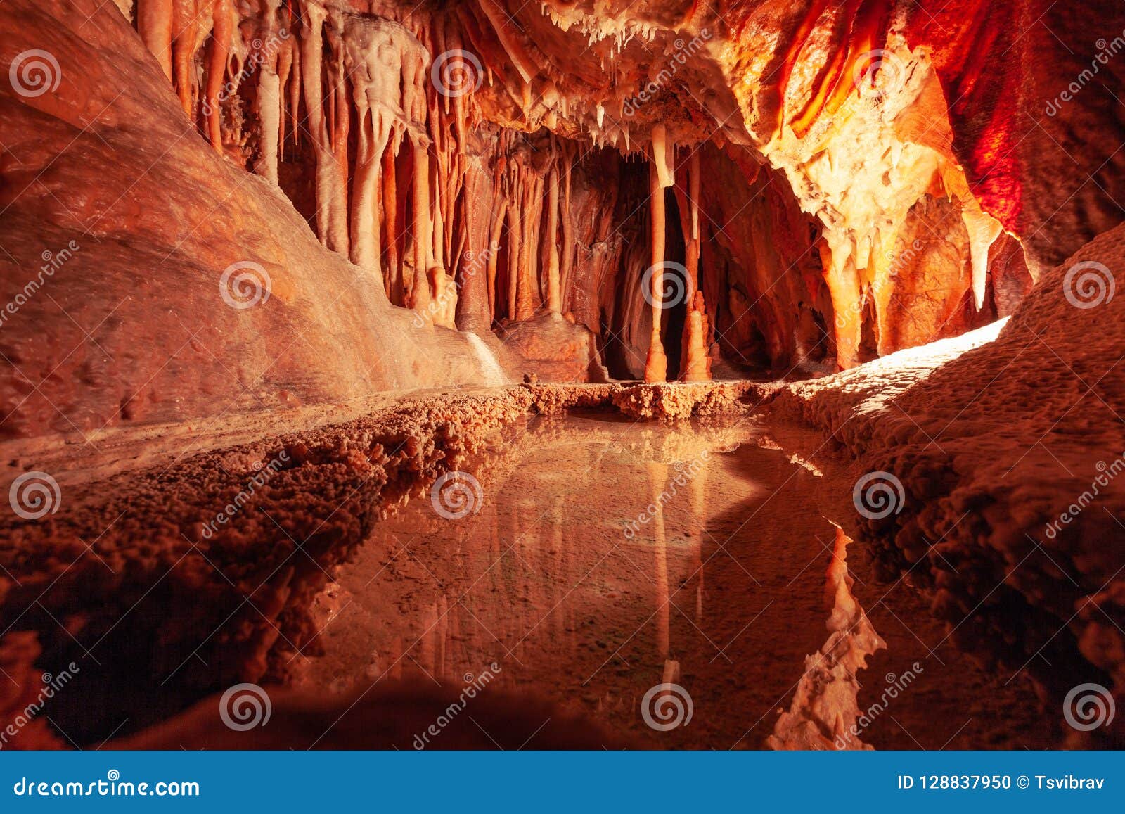 Section of an Underground Cave. Stock Photo - Image of cavern ...
