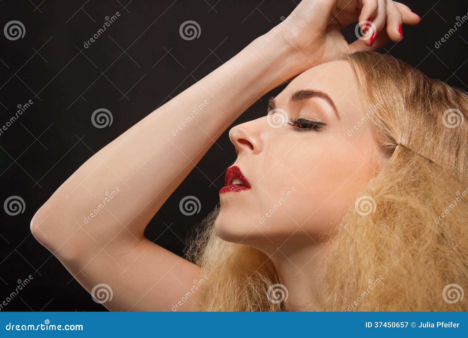 Beautiful Seductive Woman with Parted Lips Stock Image - Image of ...