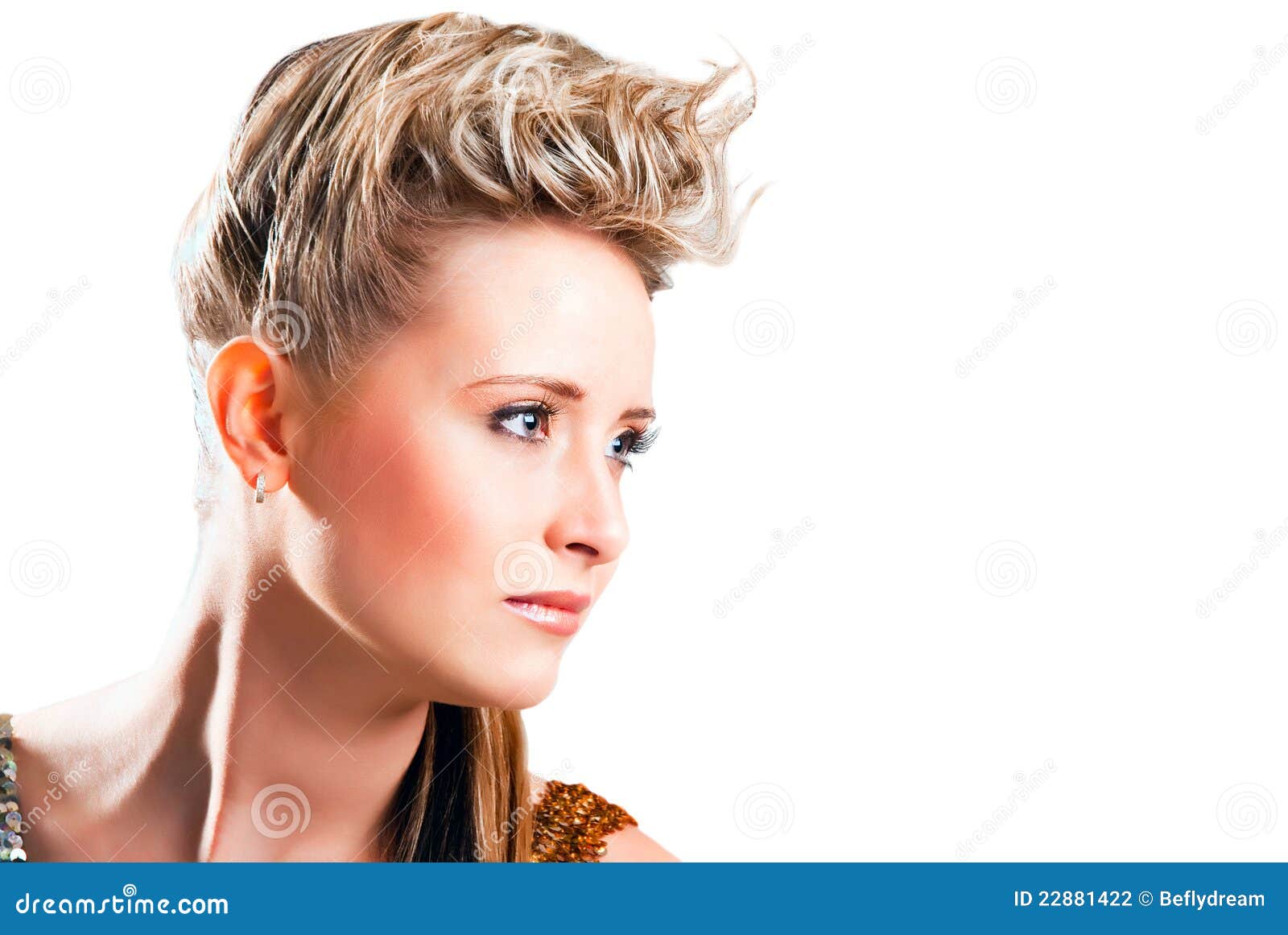 Beautiful Sensitive Girl Makeup Isolated on White Stock Photo - Image ...