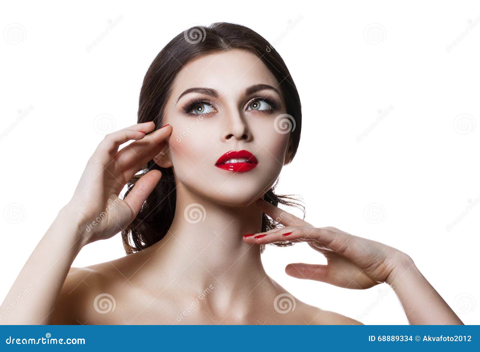 Beautiful Sensual Woman Touching Her Face Beauty And Skincare Concept