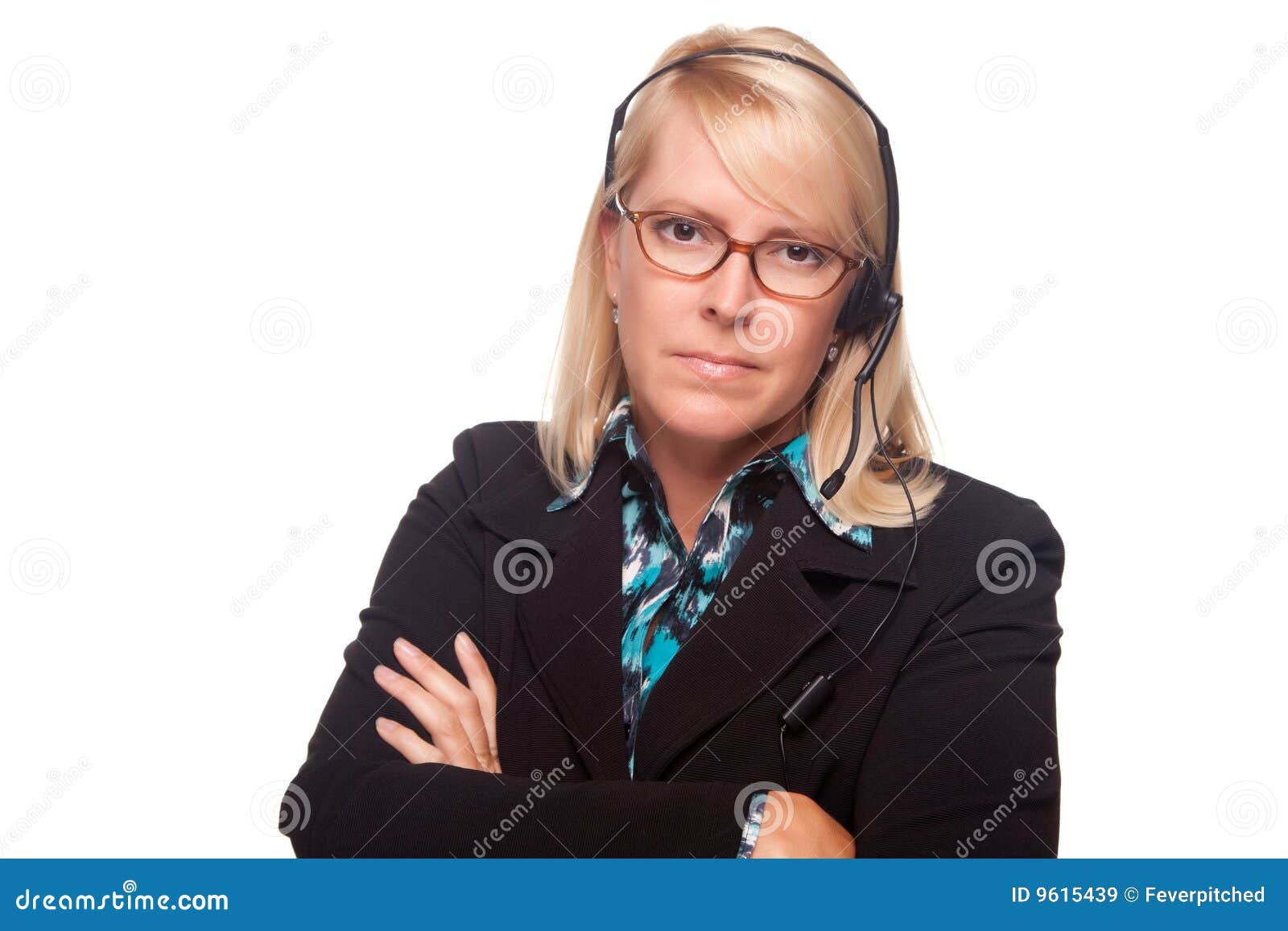 Beautiful Serious Blonde Customer Support Woman Stock Image - Image of ...