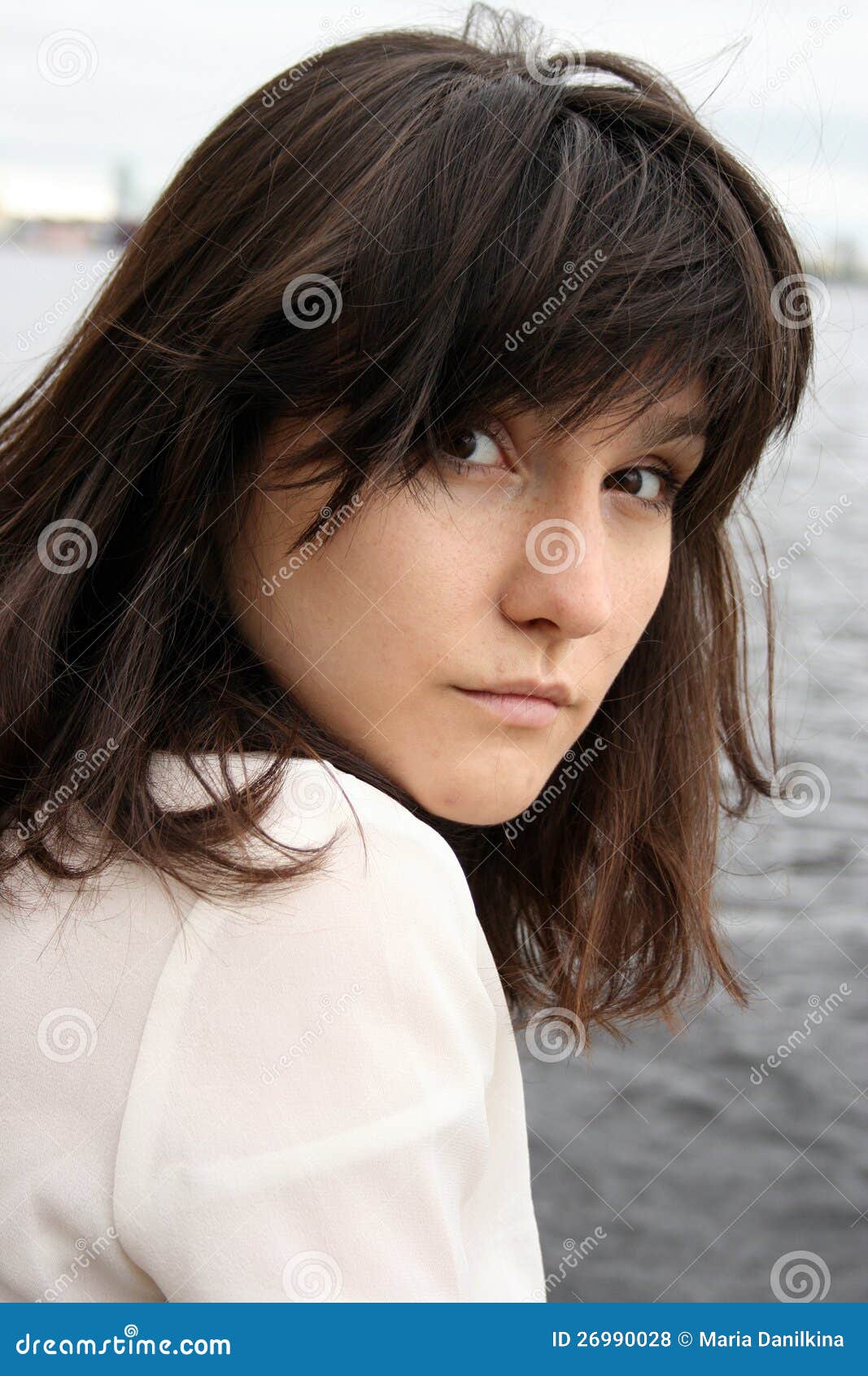 Beautiful serious woman stock photo. Image of attention - 26990028
