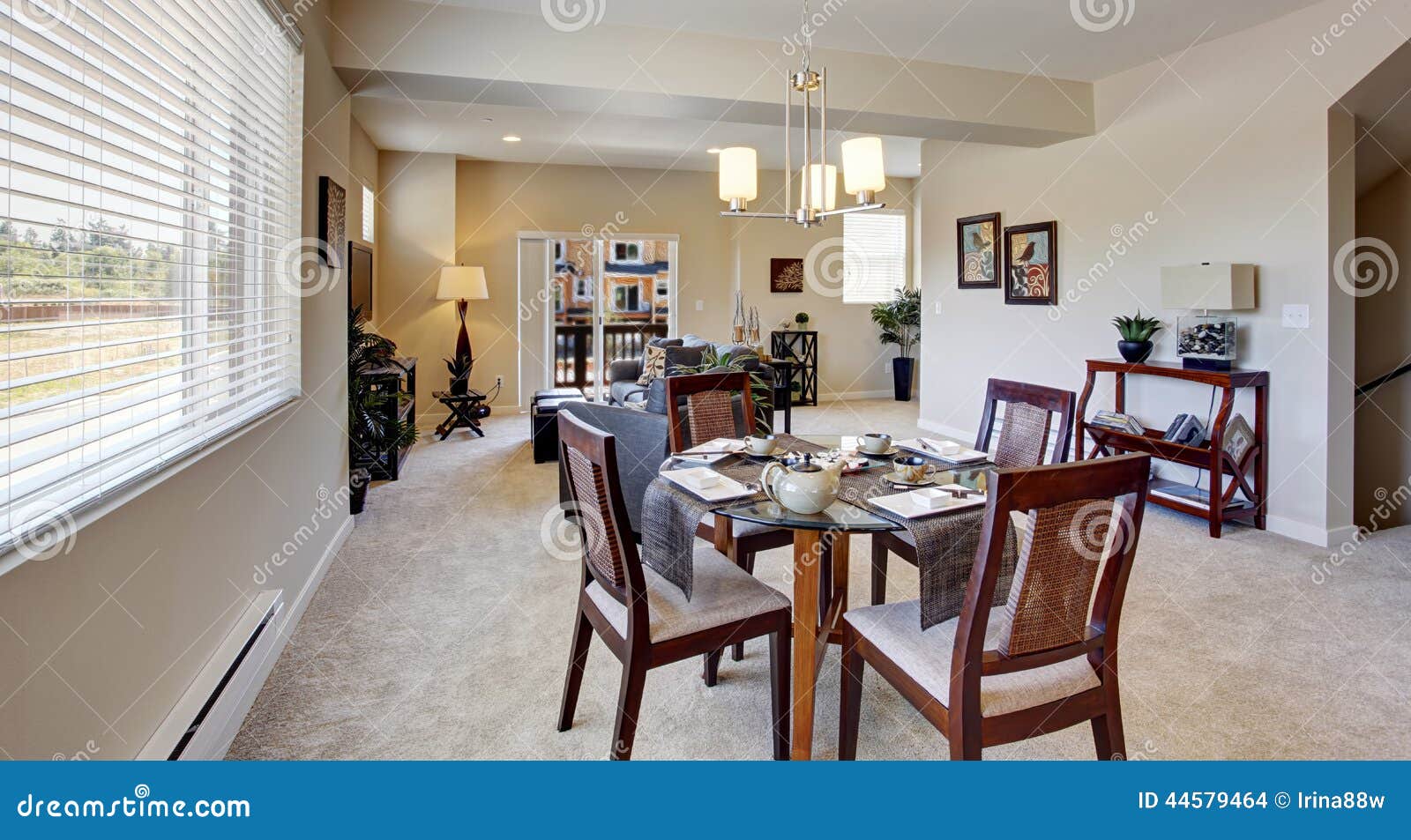 Beautiful Served Dining Table in Modern Apartment Stock Photo - Image ...