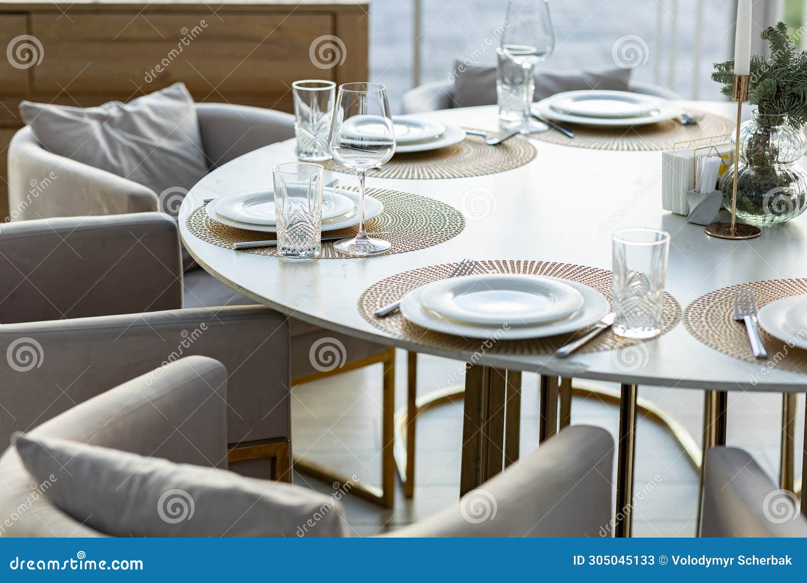 Beautiful Served Table in a Restaurant in Light Colors Stock Image ...