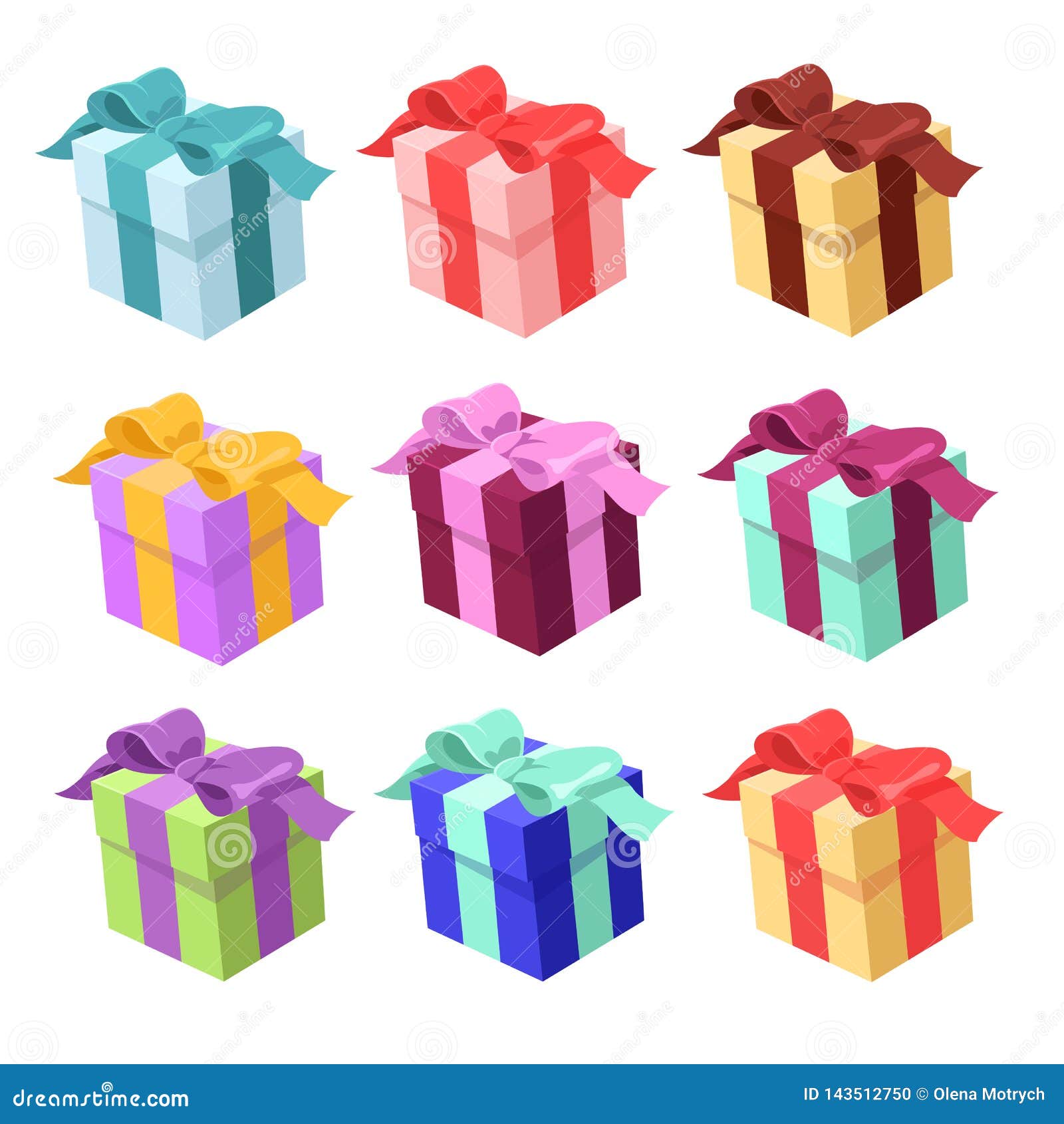 Beautiful Set with Colored Gift Boxes. Stock Vector - Illustration of ...