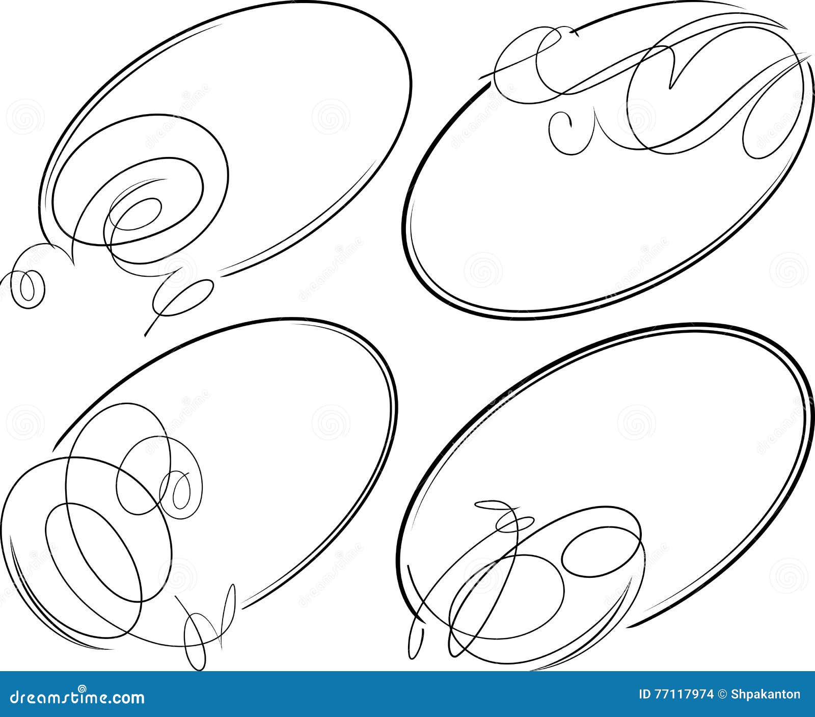Beautiful Set of 4 Decorative Oval Vector Frames. Stock Vector ...
