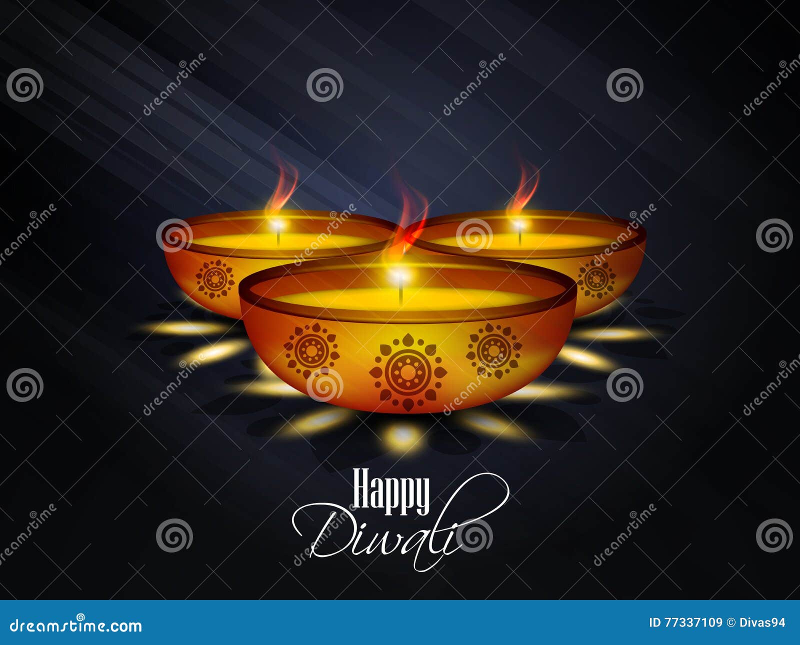 Beautiful Set of Diya with Abstract Background Stock Vector ...