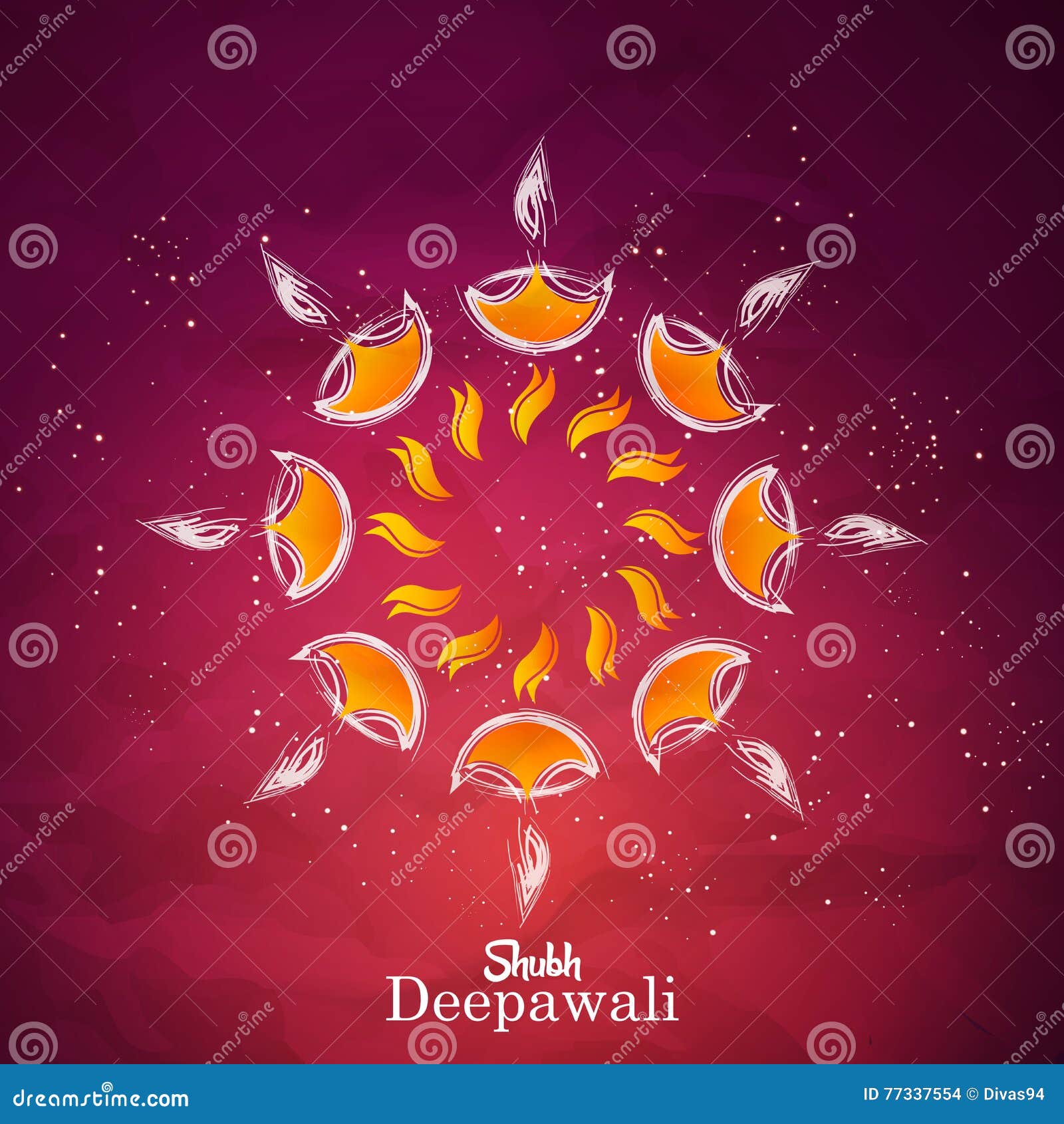Beautiful Set of Diya with Abstract Background Stock Vector ...