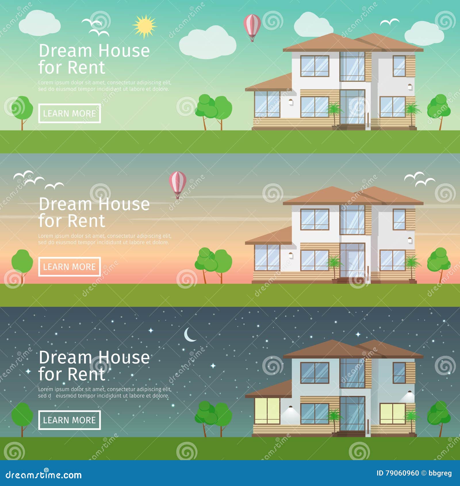 Beautiful Set of Flat Vector Web Banners on the Theme Modern Real ...