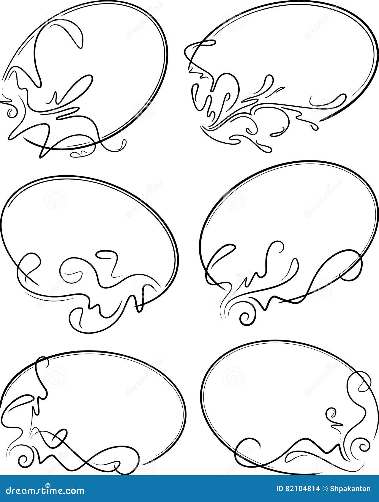 Beautiful Set of Six Decorative Oval Frames Stock Illustration ...