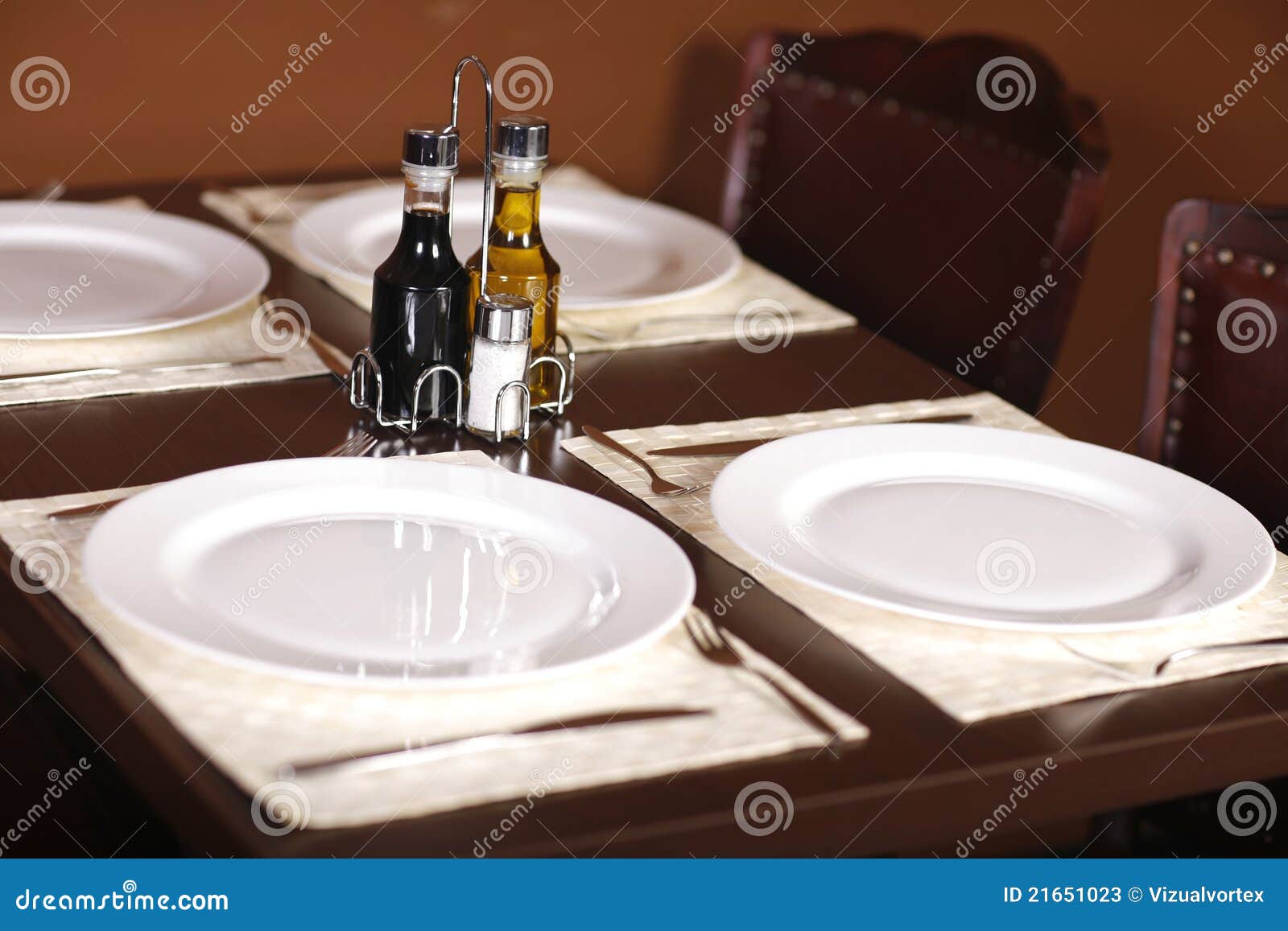 Beautiful Set Table with Four Plates Stock Image - Image of table ...