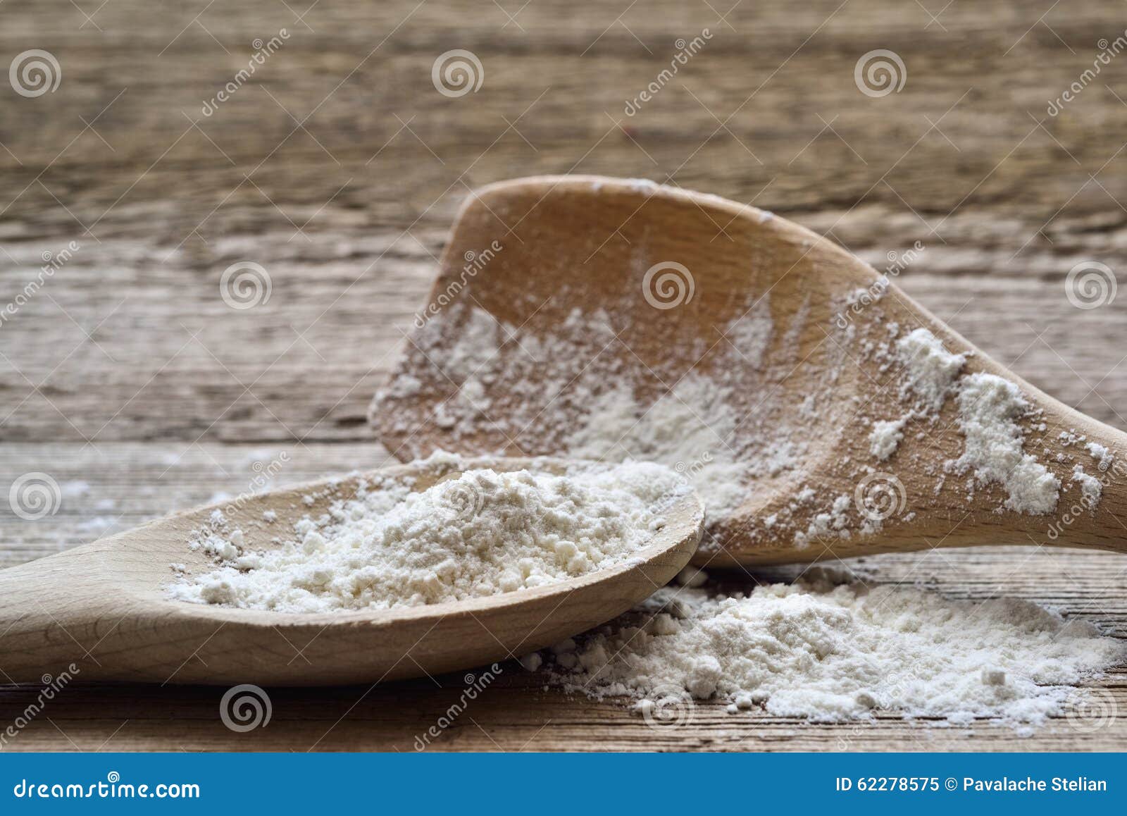 Beautiful Setup with Flour and Two Wooden Spoons Stock Image - Image of ...