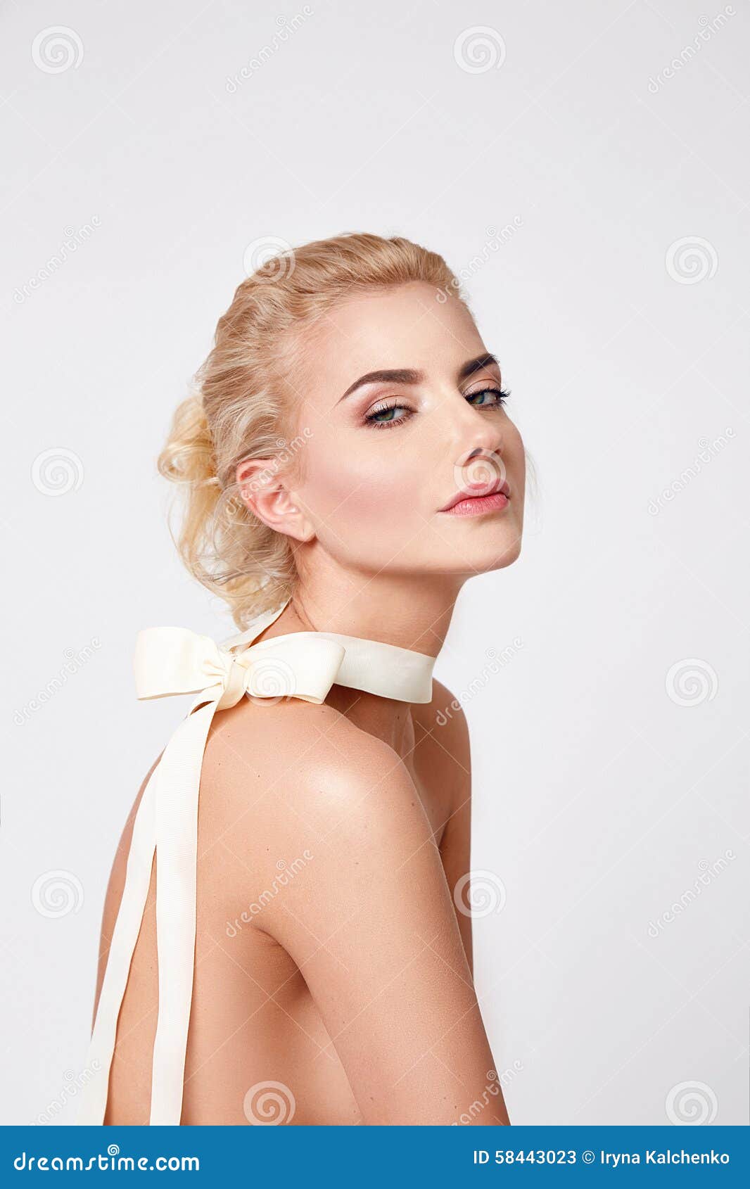 Beautiful Blond Woman Natural Makeup Nude Body Shape Stock Image