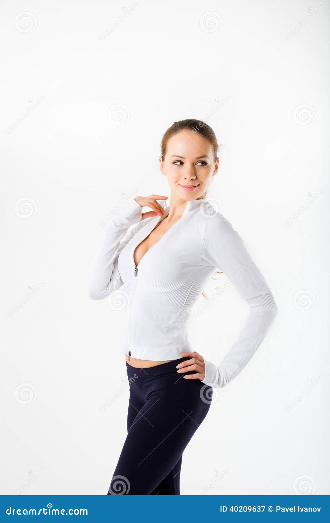 Beautiful Slim Woman Posing at Studio Stock Image - Image of sport ...