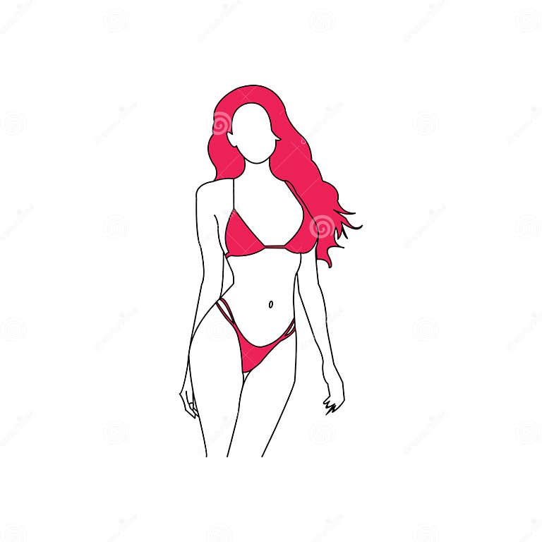 Beautiful Woman Bikini Beach Illustration Creative Design Template