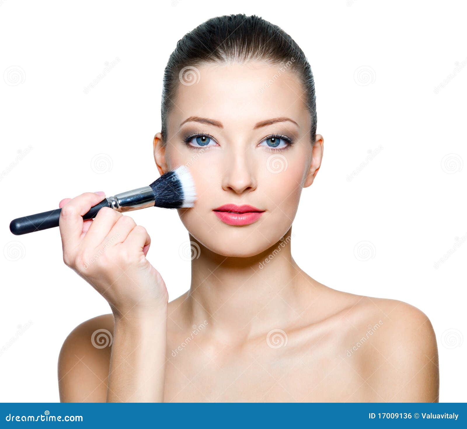 Beautiful Woman Doing Make-up on Face Stock Photo - Image of beautiful ...
