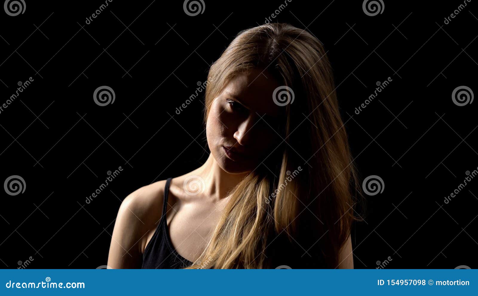 Beautiful Woman Flirting On Camera Isolated On Black Background