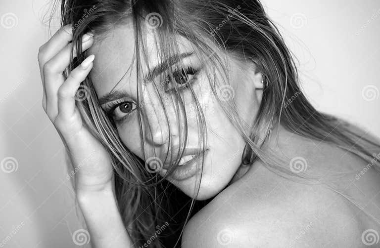 Beautiful Woman With Naked Shoulder Isolated On White Female Model