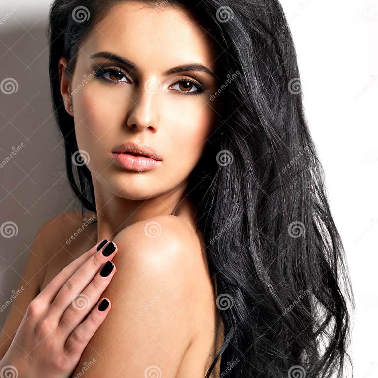 Beautiful Young Brunette Woman With Long Hair Stock Image Image Of