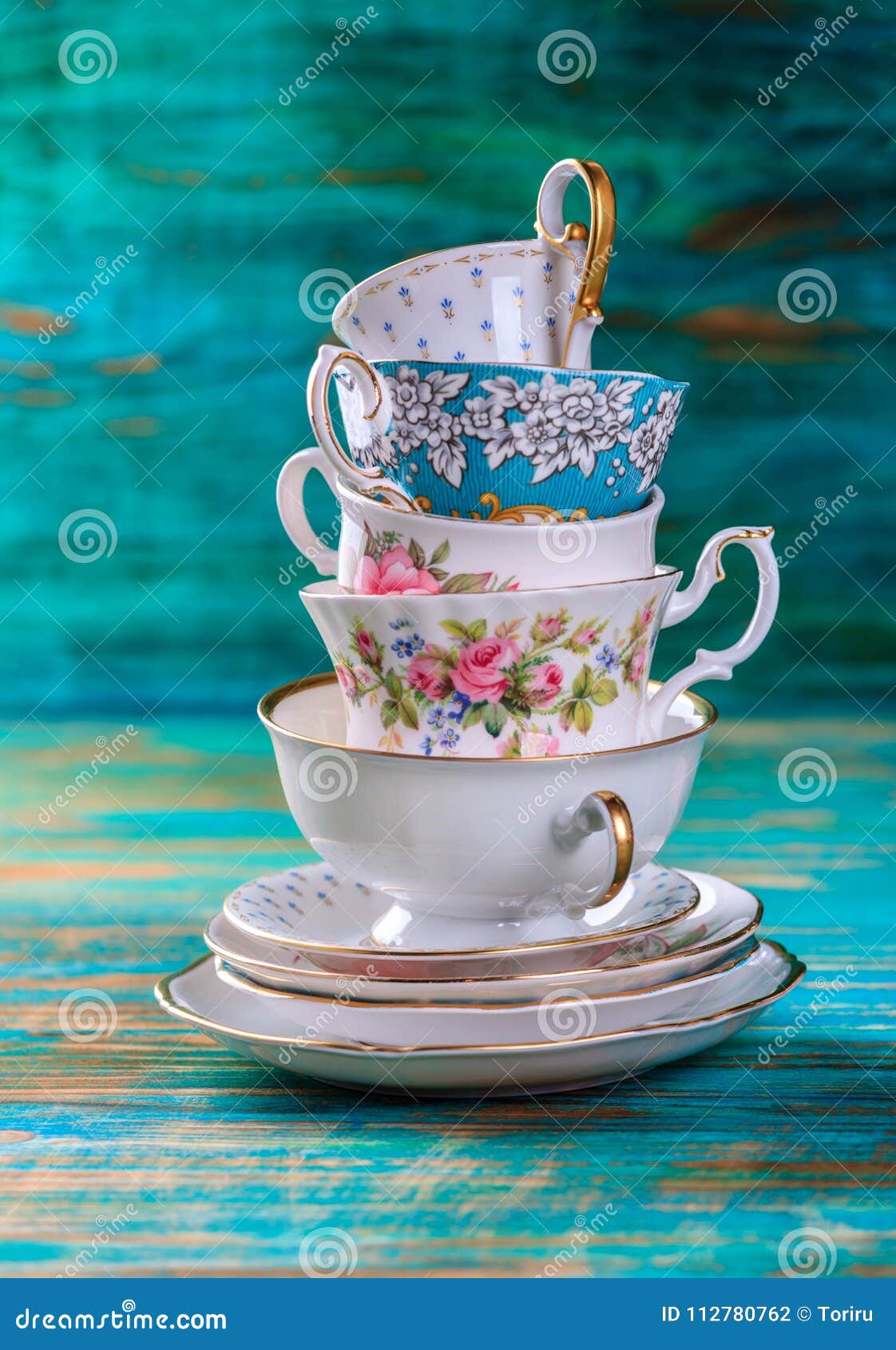 Beautiful Shabby Chic Antique Cups Stock Photo - Image of dishware ...