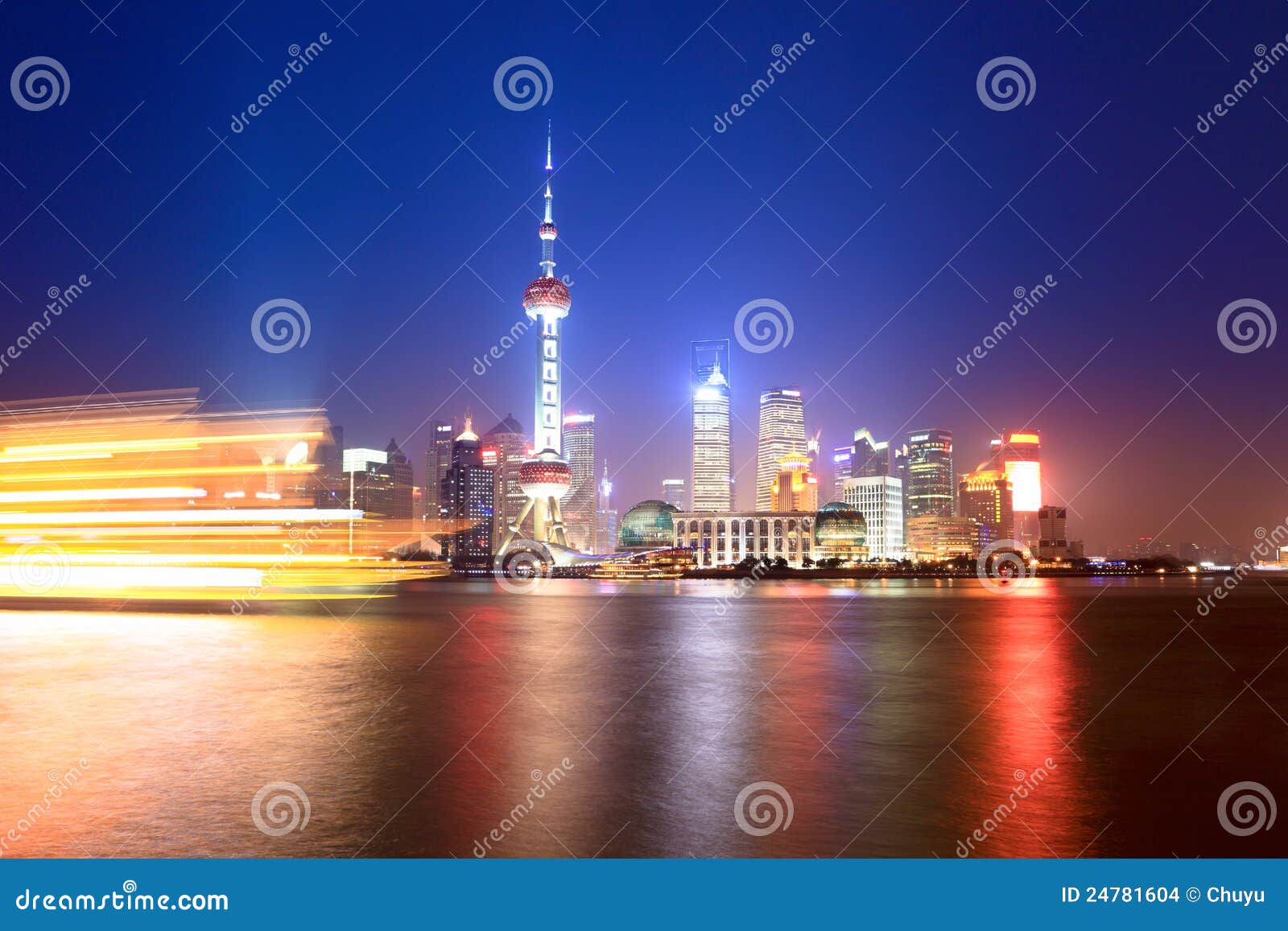 Beautiful Shanghai Huangpu River at Night Stock Photo - Image of ...