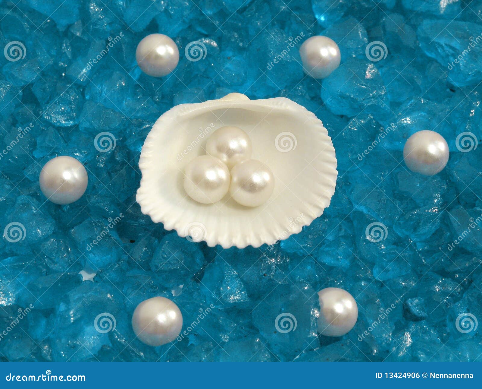 Beautiful shell and pearls stock photo. Image of summer - 13424906