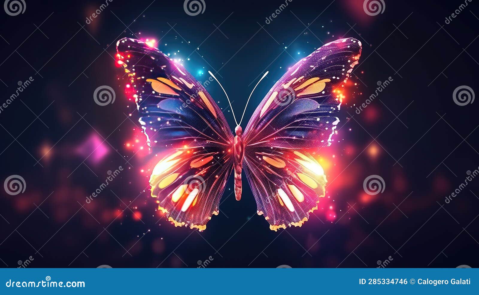 A Beautiful Shining Radiant Butterfly in the Night, Ai Generated Image ...