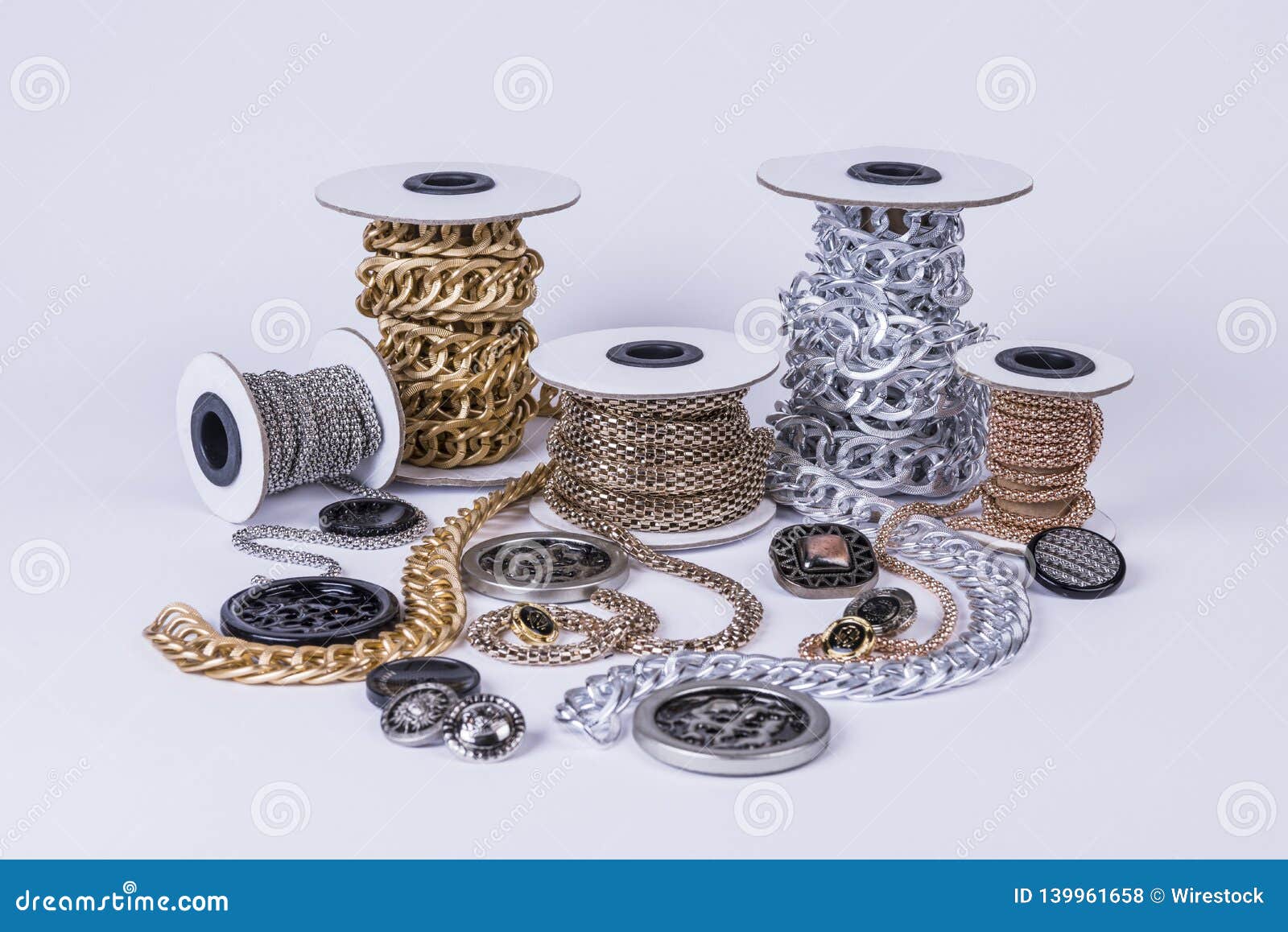 Beautiful shiny chains stock photo. Image of collection - 139961658